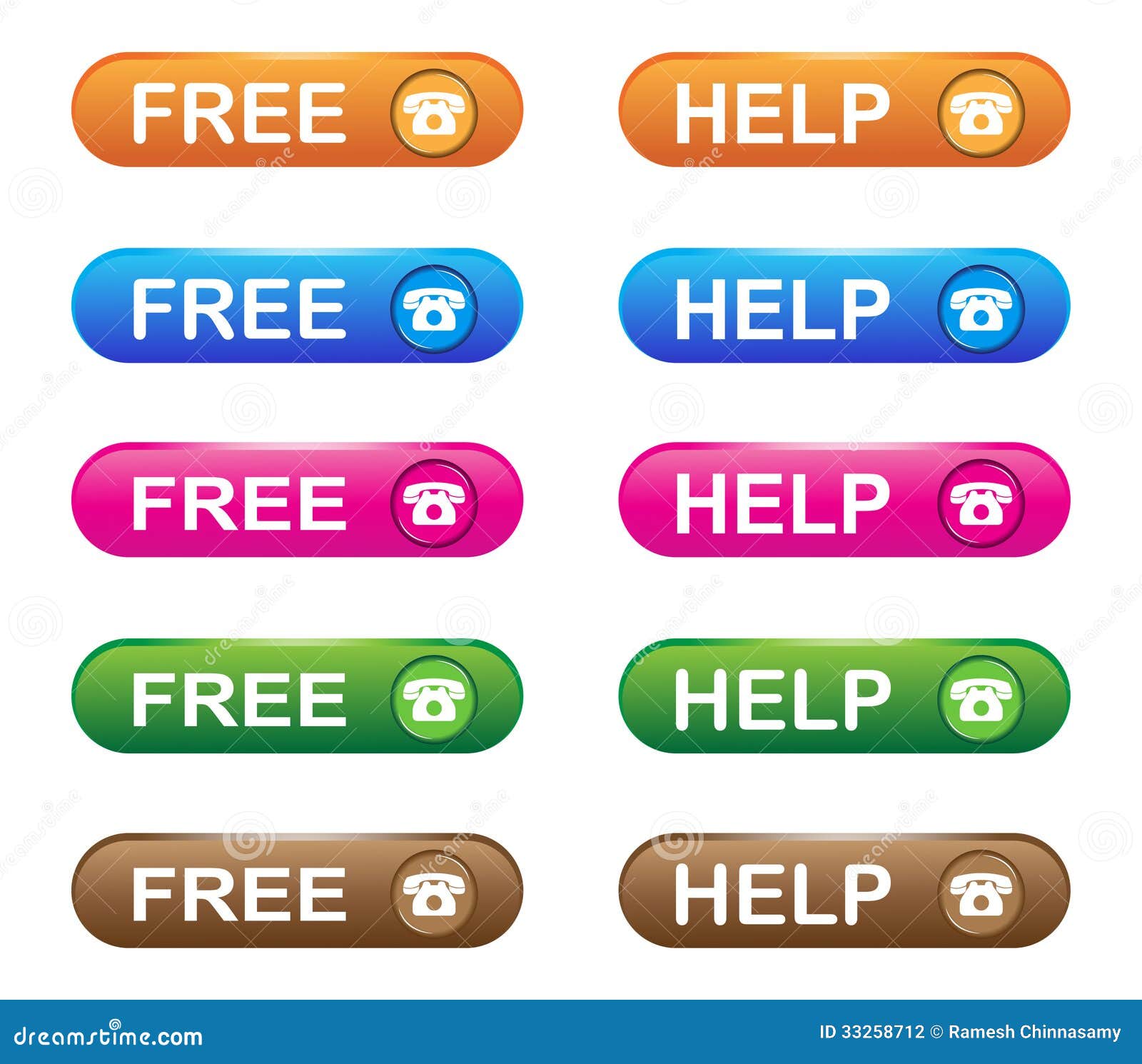 Phone services buttons stock vector. Illustration of company - 33258712