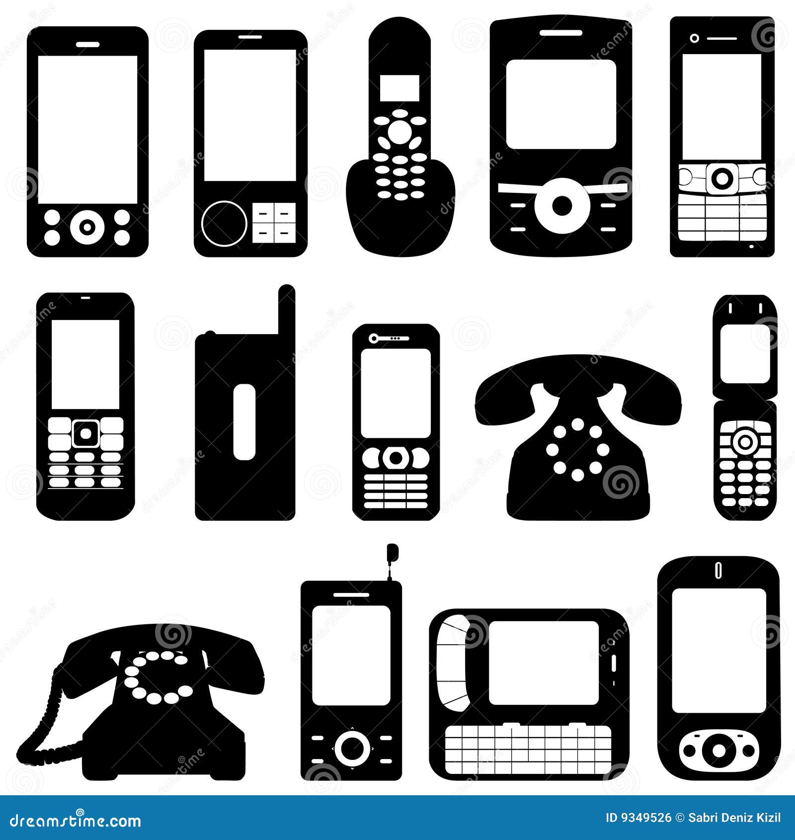 Phone set vector stock vector. Illustration of siemens - 9349526