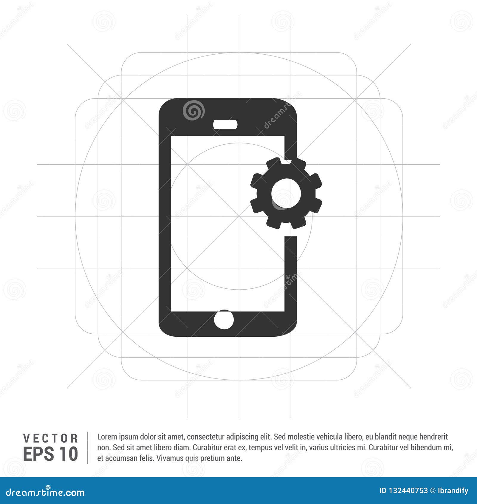 Phone with Setting icon stock vector. Illustration of smartphone ...