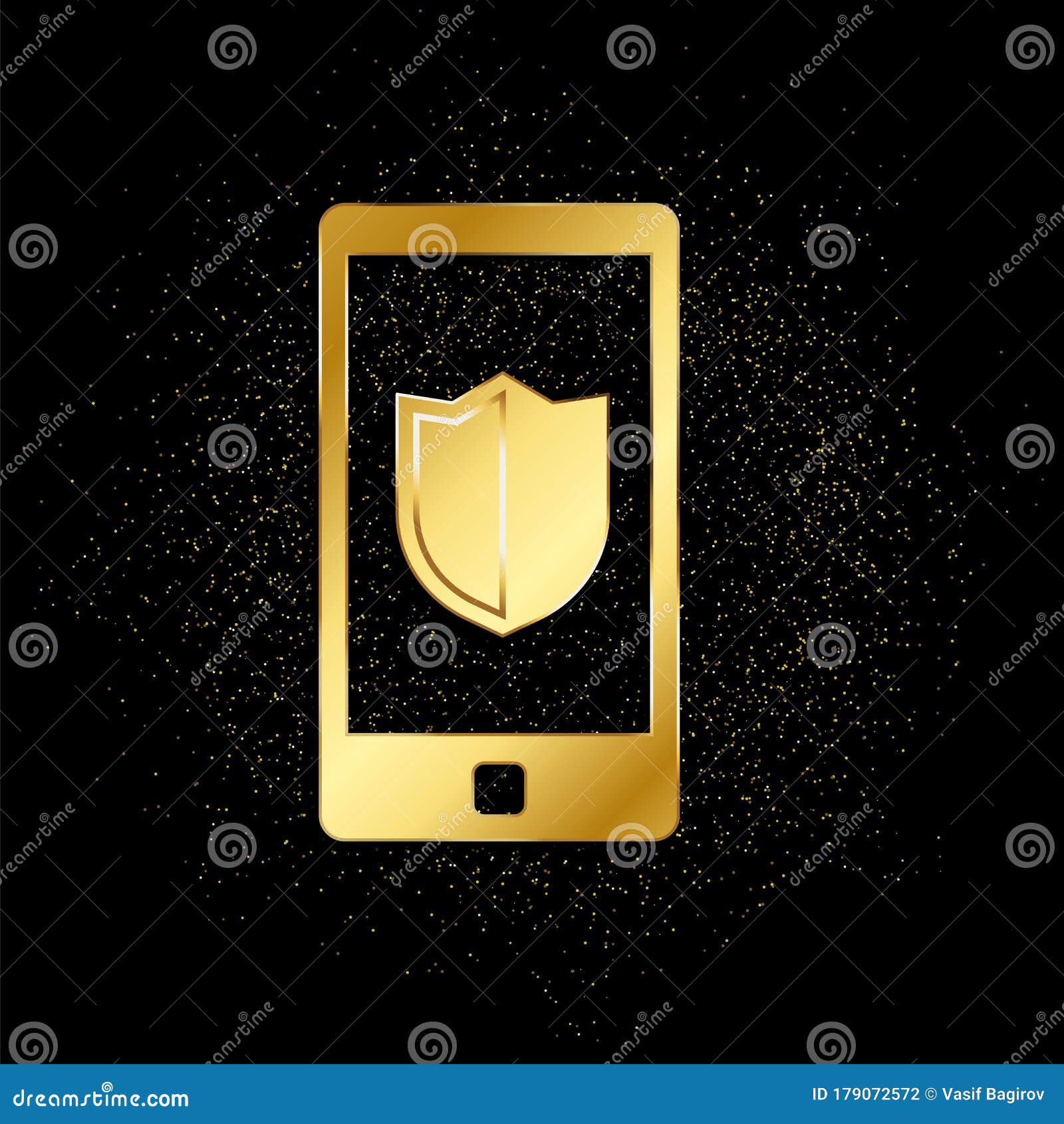 Phone Shield, Security Gold Icon. Vector Illustration Of Golden ...