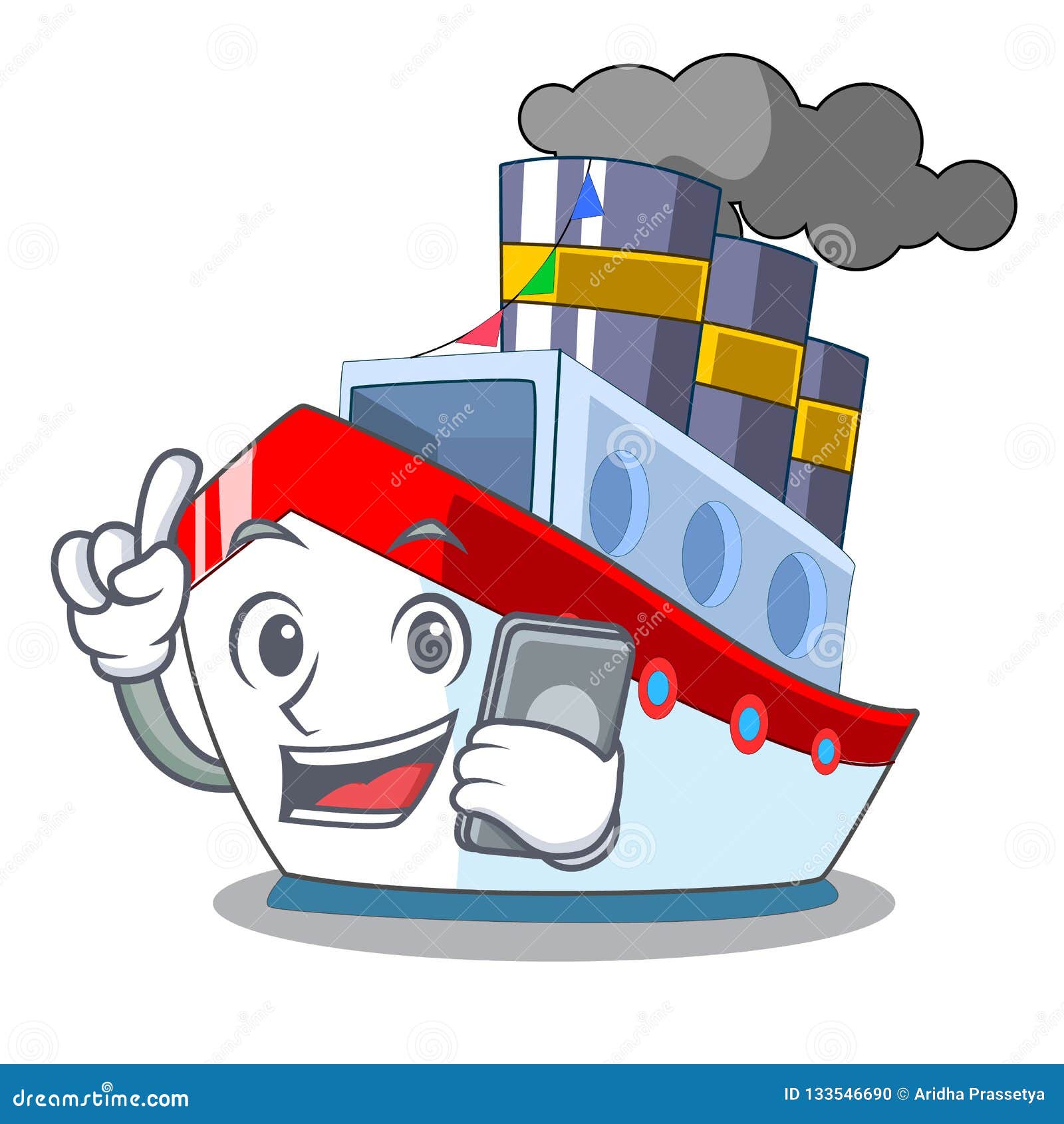 With Phone Ship in the Transportation Ocean Mascot Stock Vector ...