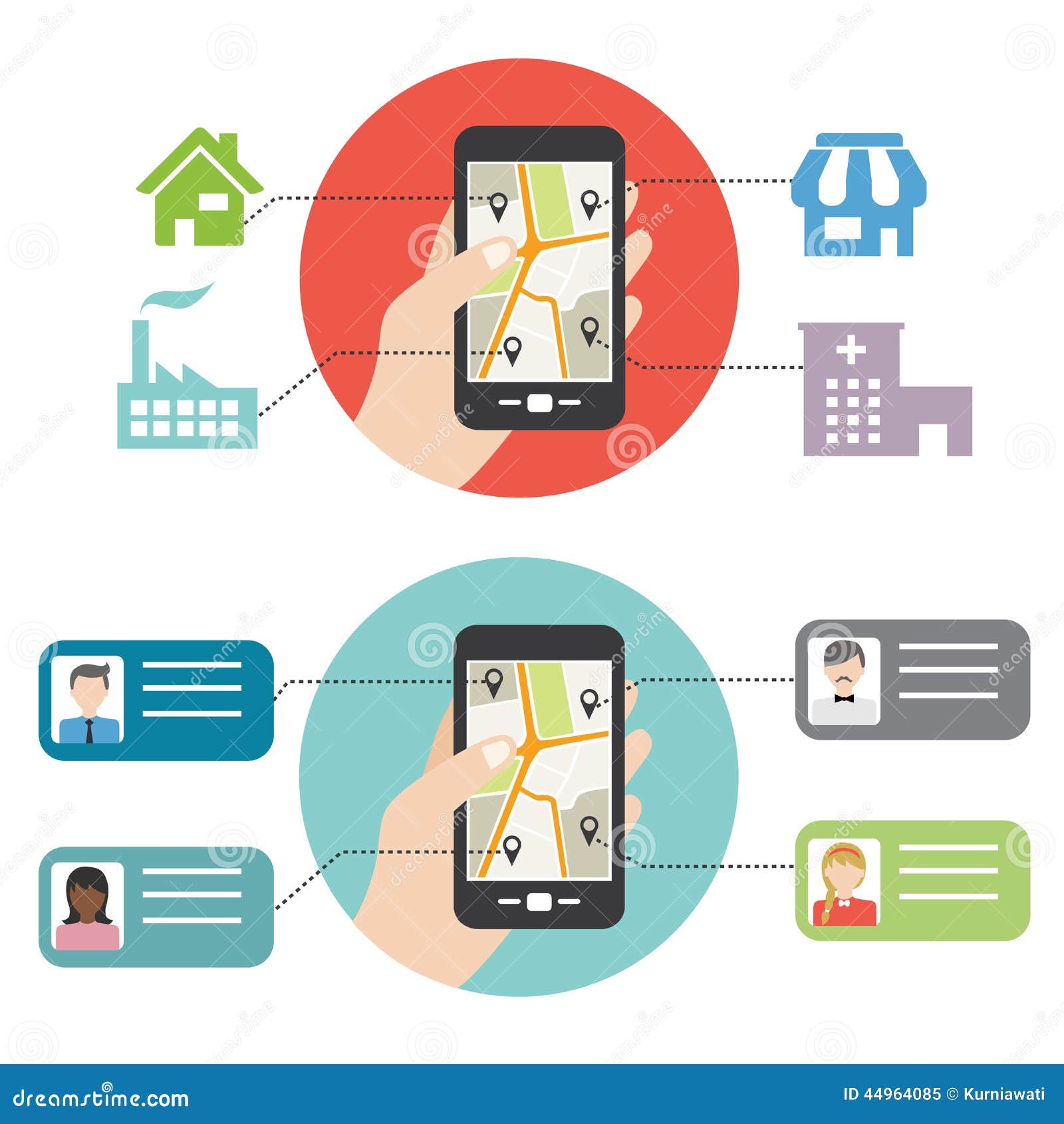 Phone showing map stock vector. Illustration of shop - 44964085