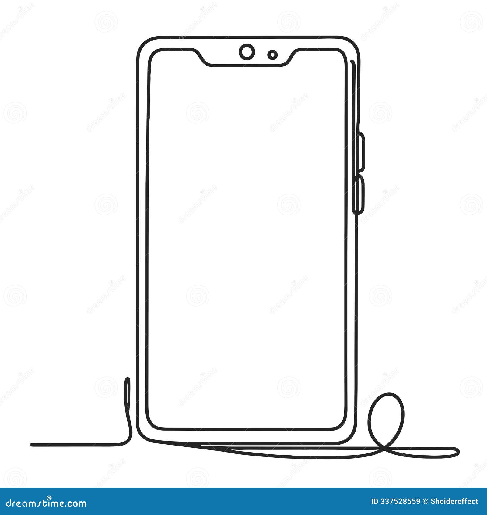 A Phone is Shown in a Black and White Drawing Stock Illustration ...