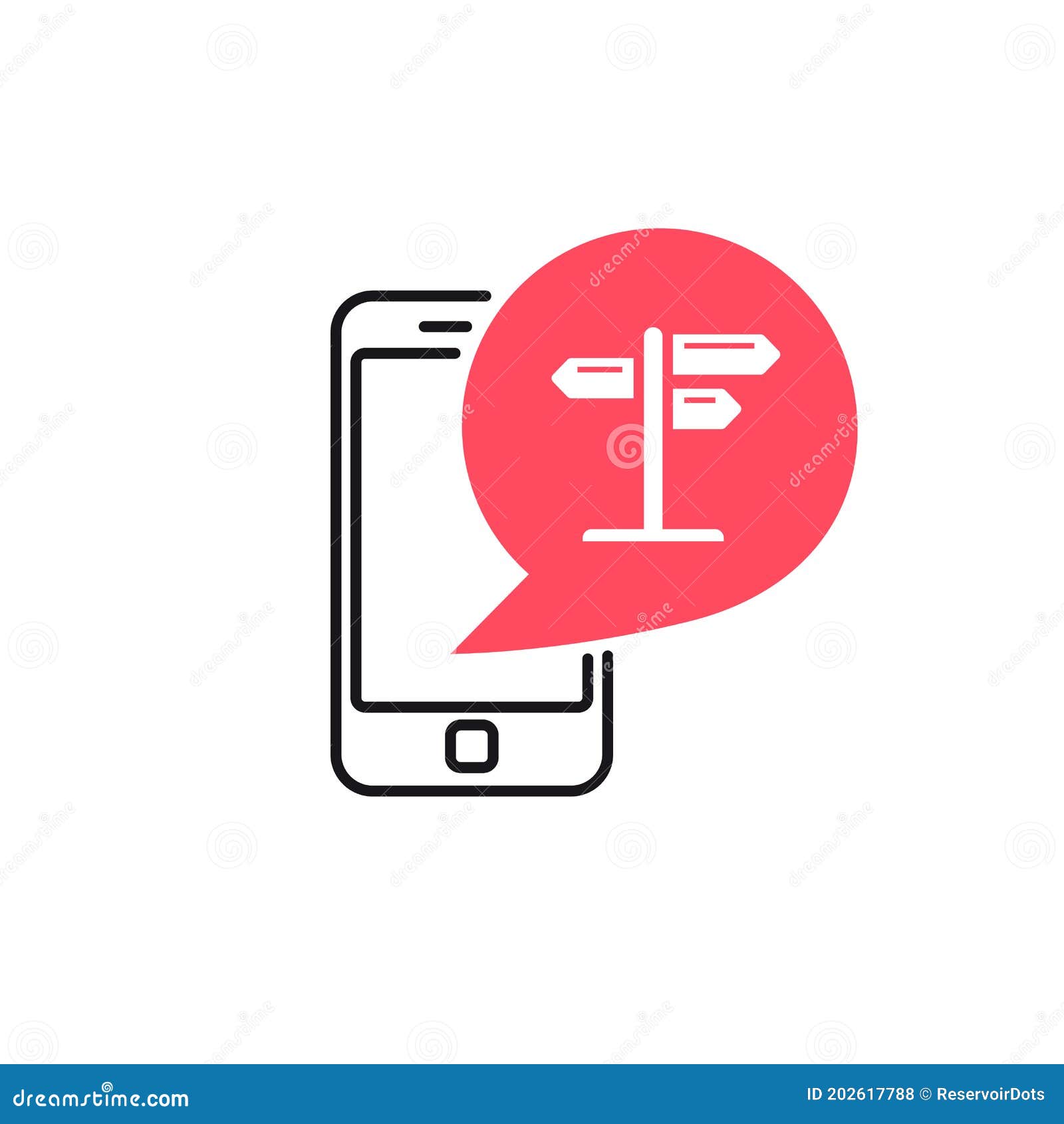 Phone Signpost Bubble Icon stock vector. Illustration of wooden - 202617788