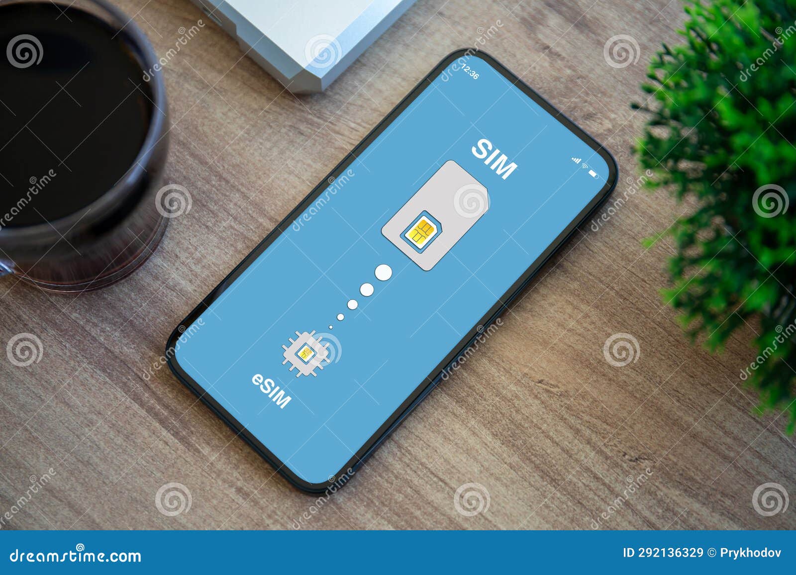 Phone with Sim Card Replacement on ESim on Screen Stock Image - Image ...