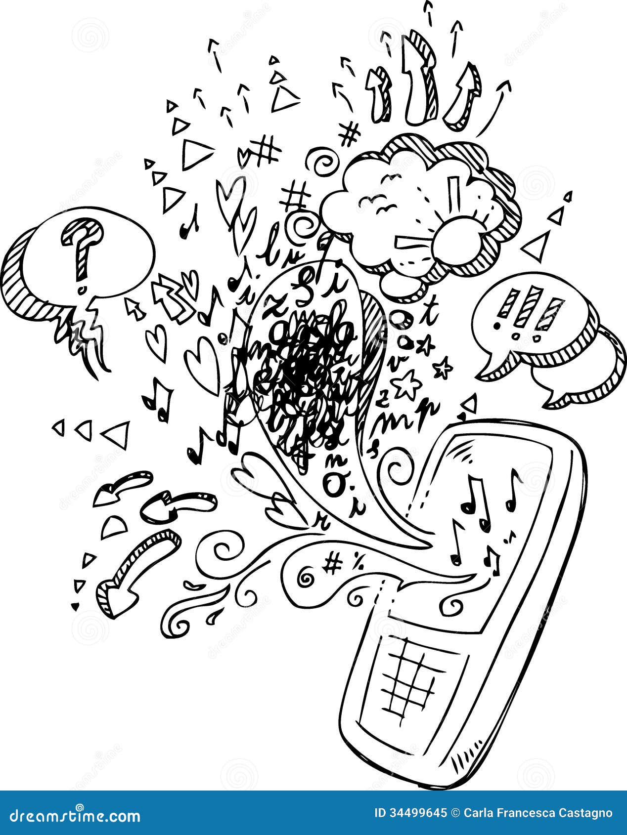 Phone Sketchy Doodles Coloring Vector Stock Vector - Illustration of ...