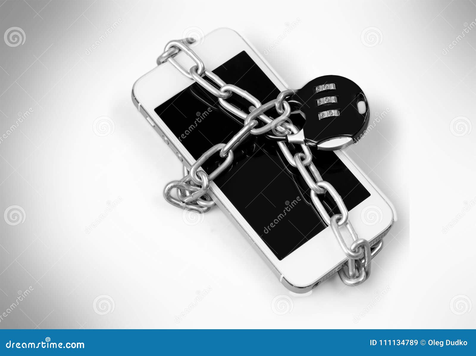 Smartphone with Combination Lock Padlock on White Stock Image - Image ...