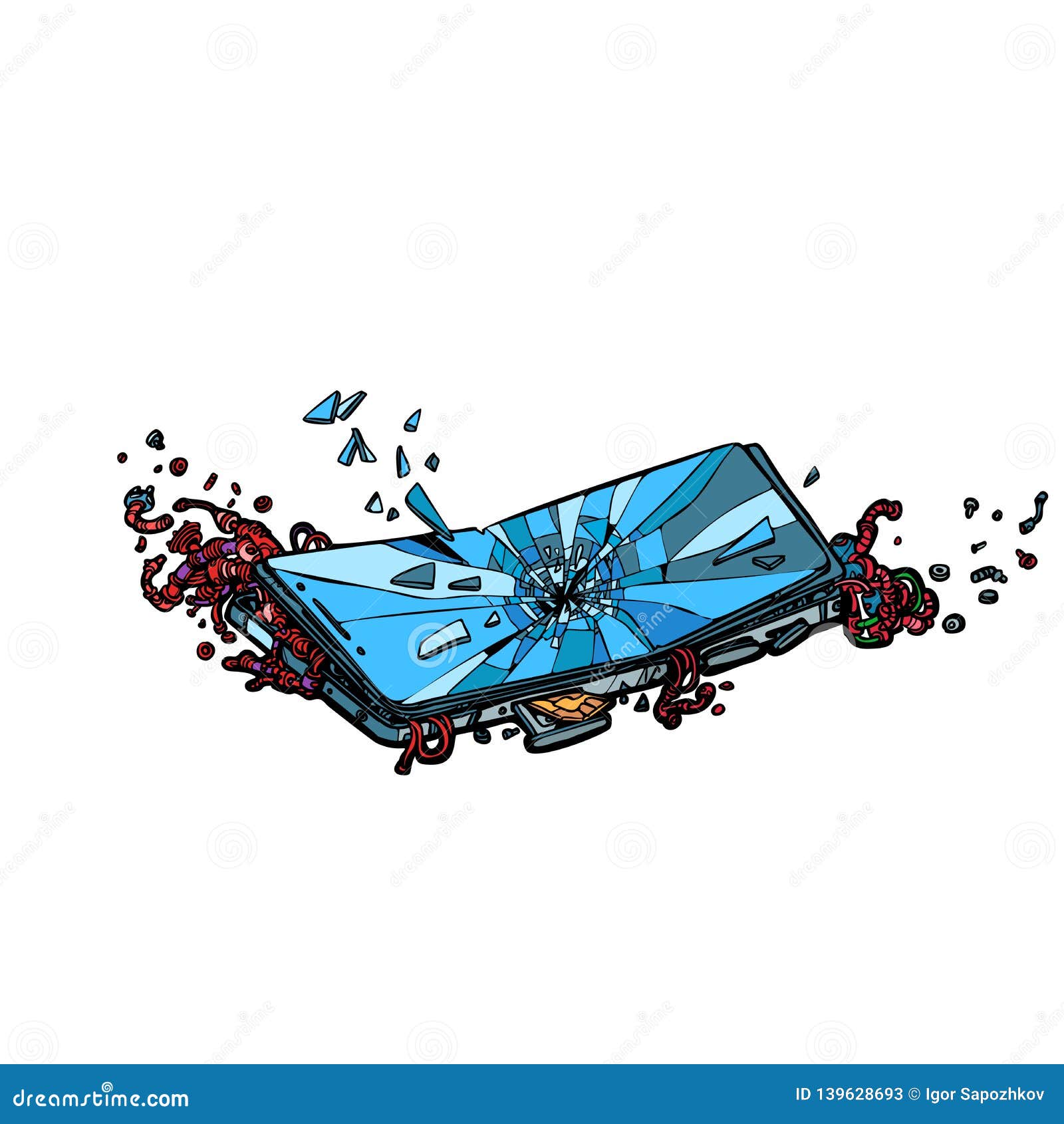 Broken Led Tv Screen Or Crashed Computer Monitor Vector Flat Cartoon ...