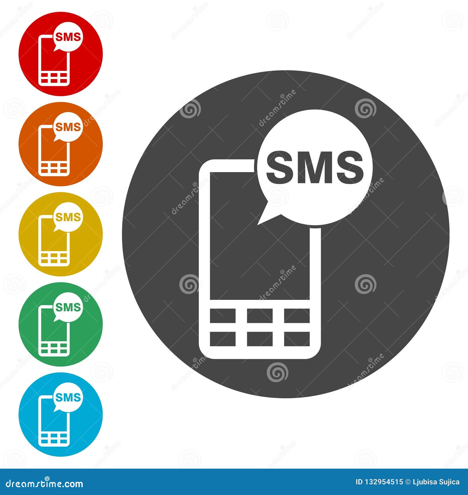 Phone SMS icons set stock vector. Illustration of cellphone - 132954515