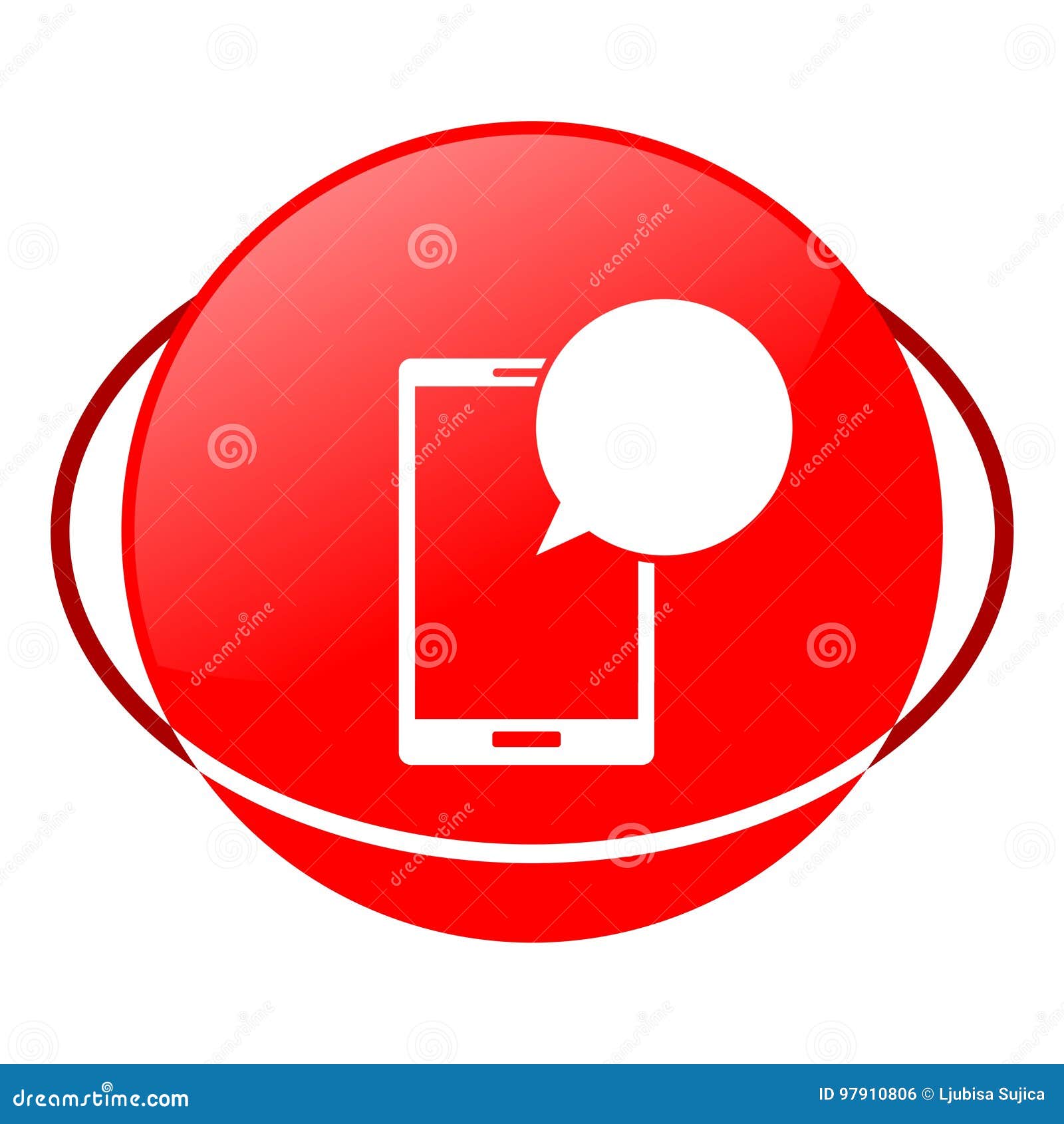 Phone Sms Vector Illustration, Red Icon Stock Vector - Illustration of ...