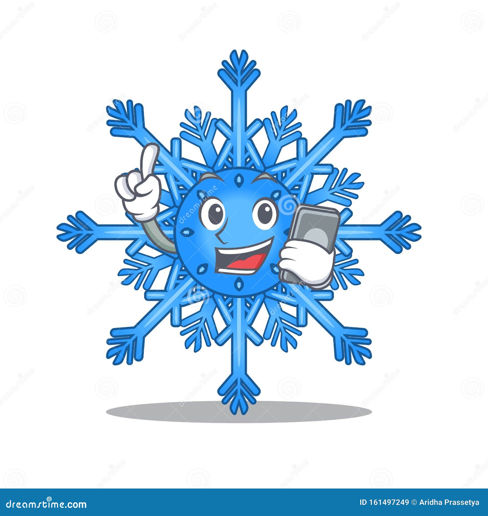 With Phone Snowflake Cartoon with the Character Shape Stock Vector ...