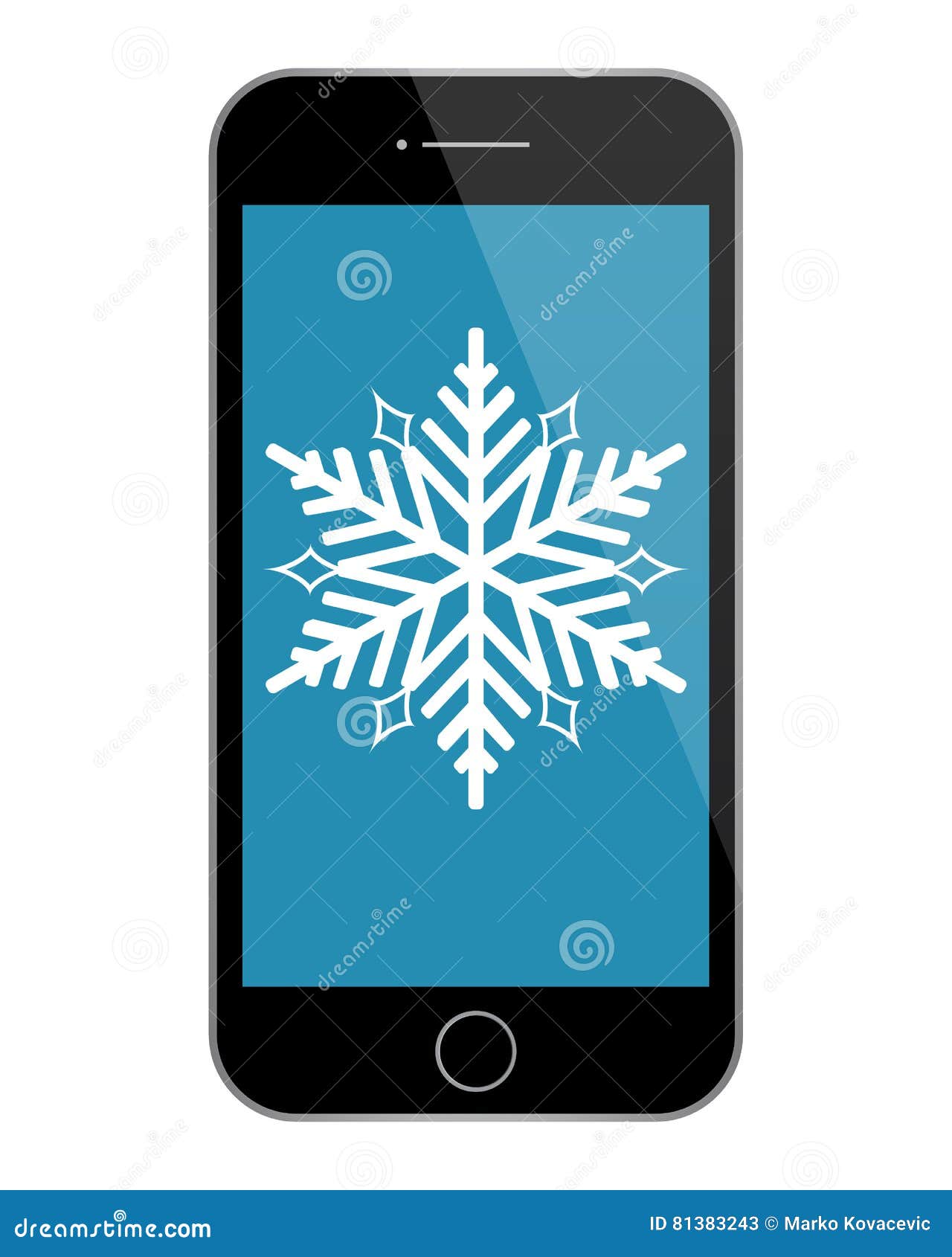 Phone Snowflake Illustration Stock Vector - Illustration of mobile ...