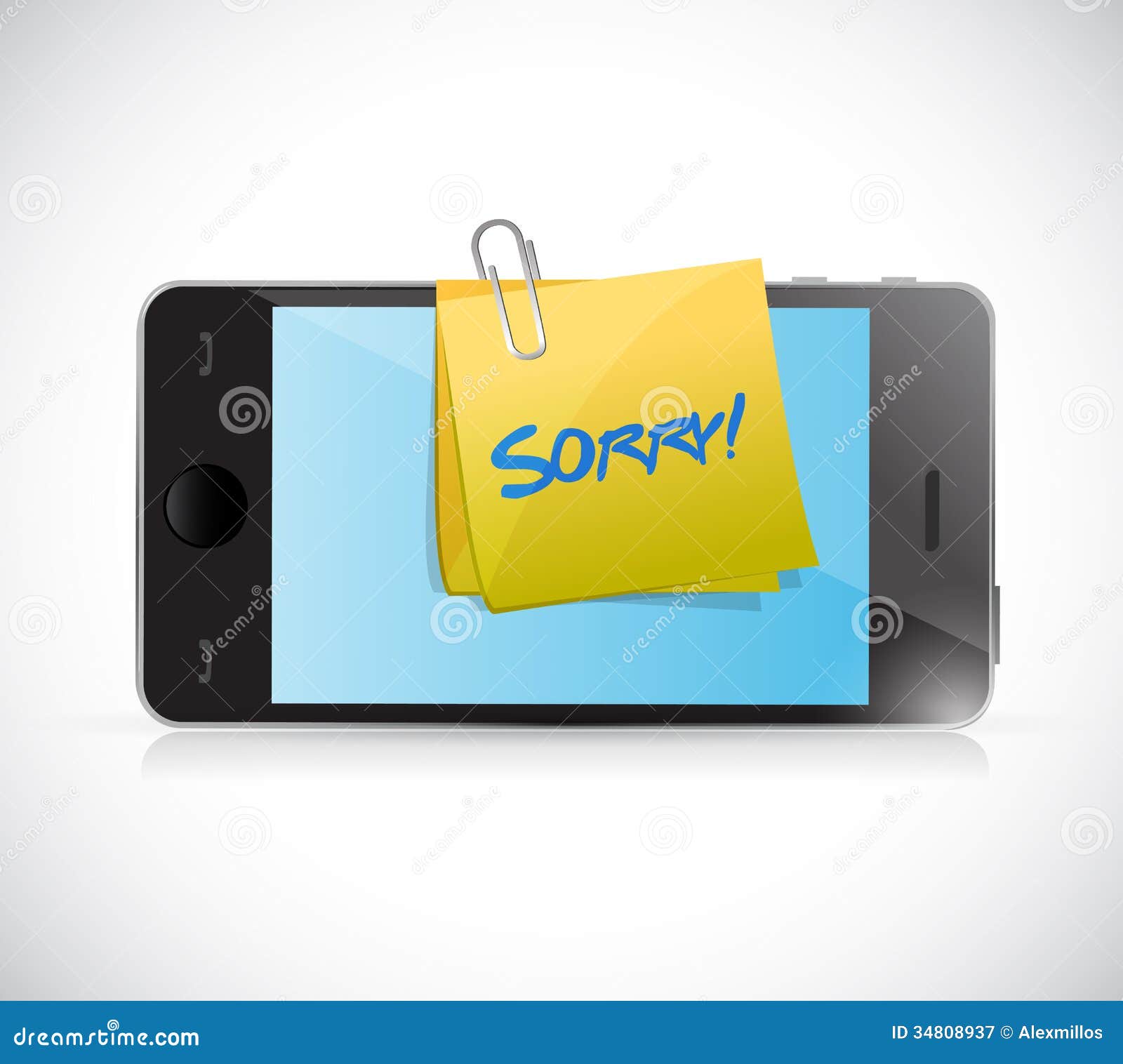 Phone with a Sorry Message Written on a Post. Stock Illustration ...