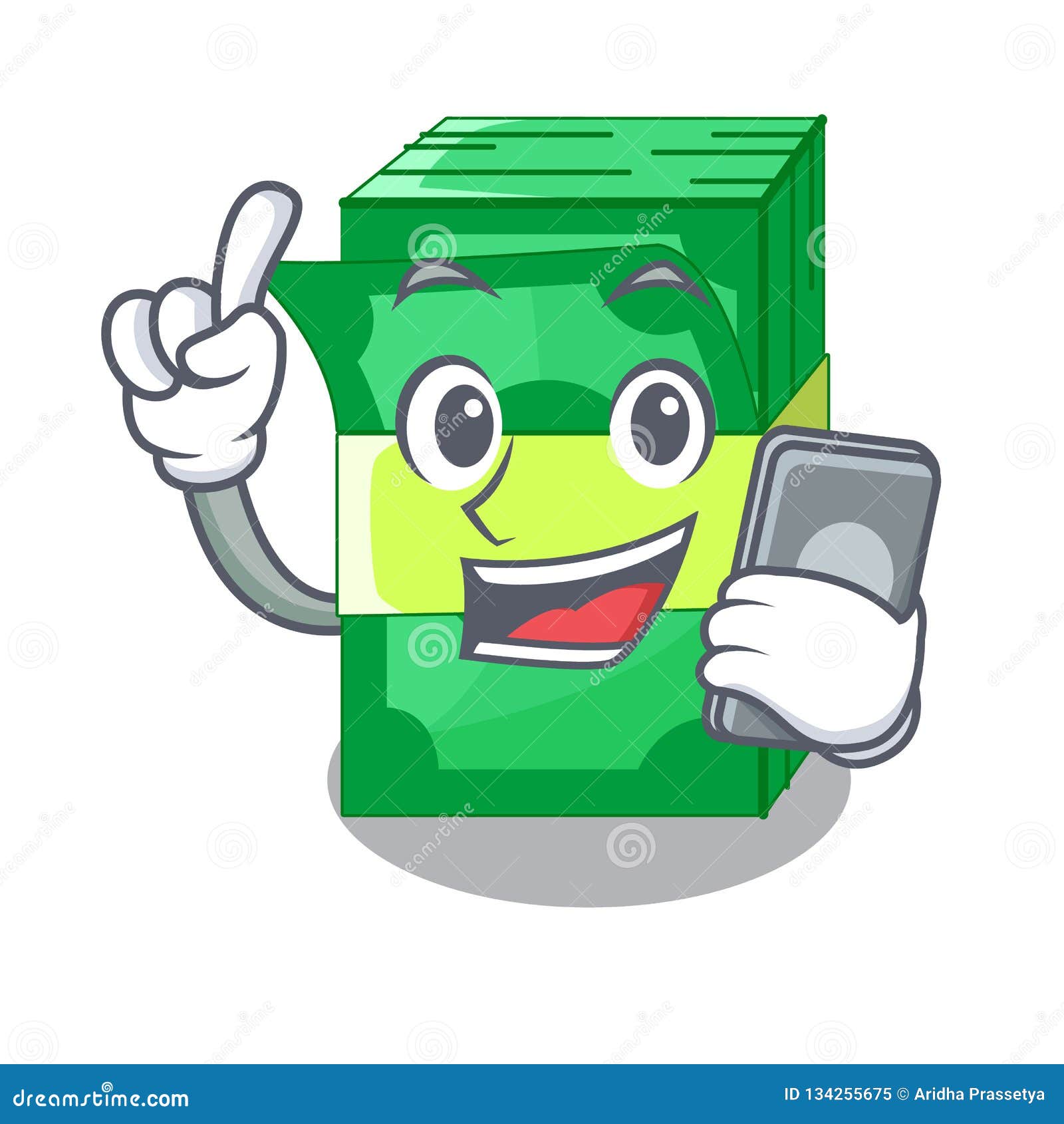 With Phone Stack Money Shape Cartoon on Table Stock Vector ...