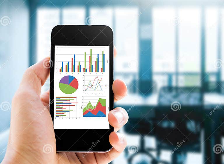 Phone with Statistics Chart Stock Image - Image of internet, analytics ...