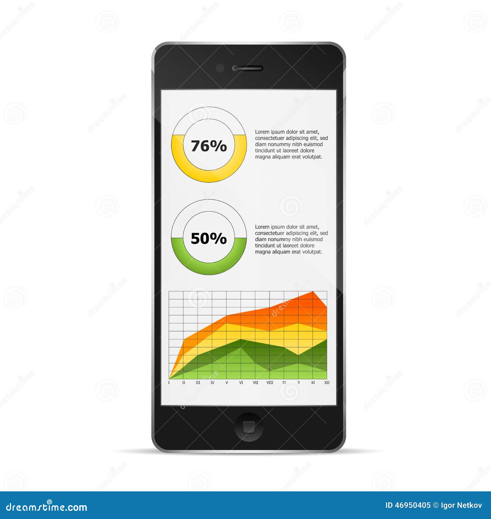 Phone with Statistics Chart. Stock Vector - Illustration of mobile ...