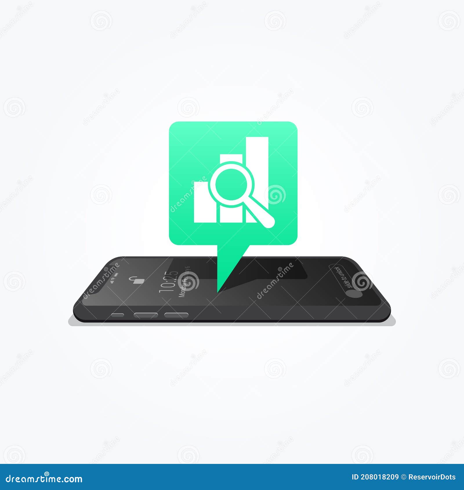 Phone Statistics Tag Icon stock vector. Illustration of icon - 208018209