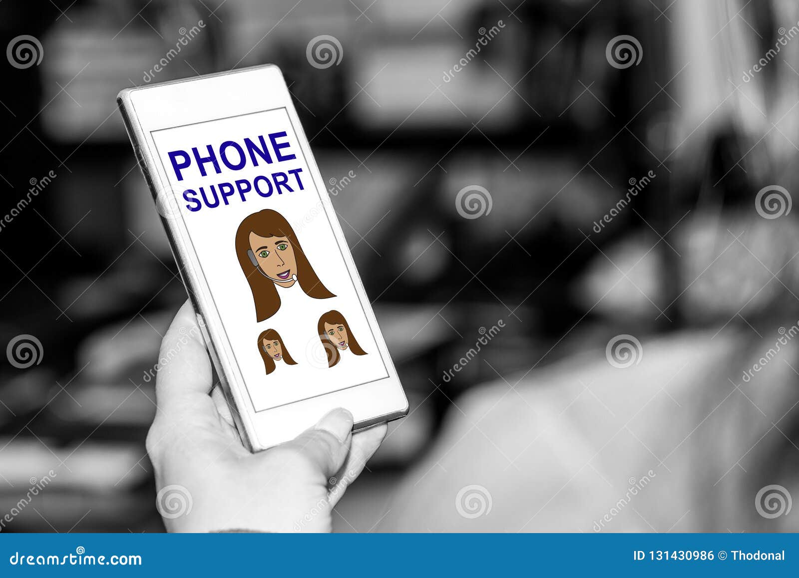 Phone Support Concept on a Smartphone Stock Photo - Image of operator ...