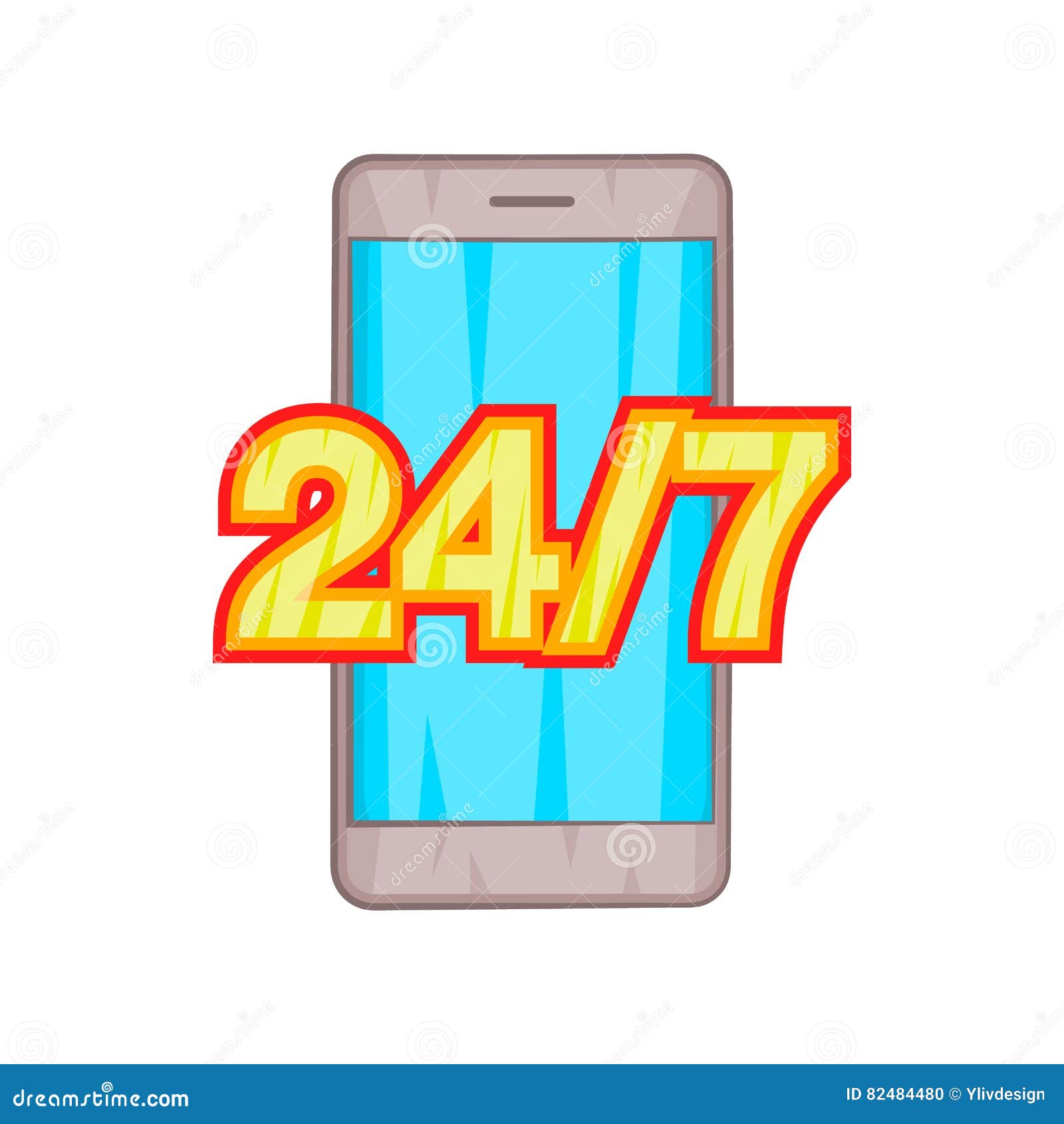 24 7 Phone Support Icon, Cartoon Style Stock Vector - Illustration of ...
