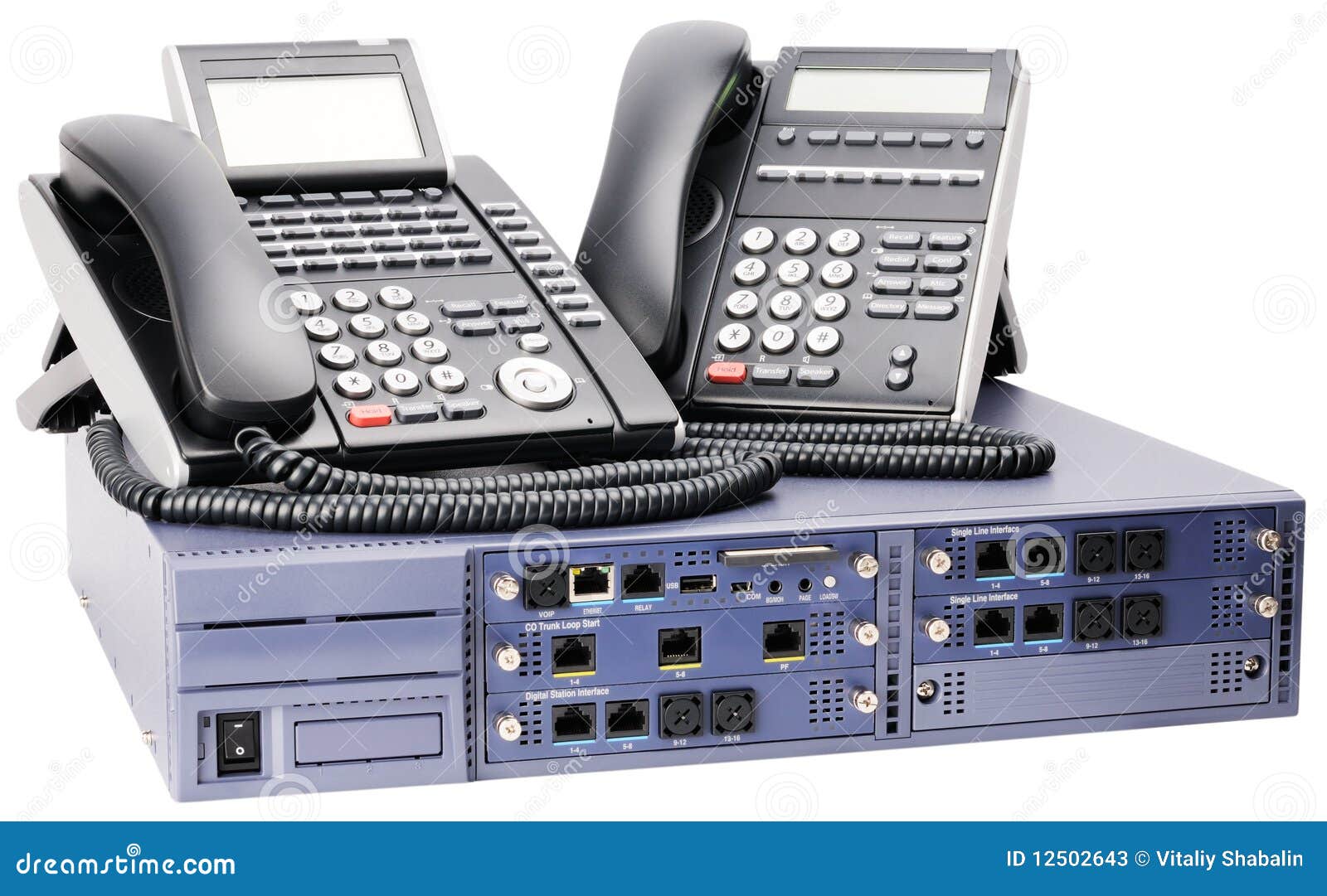 Phone Switch and Digital Telephones Stock Image - Image of jack, black ...