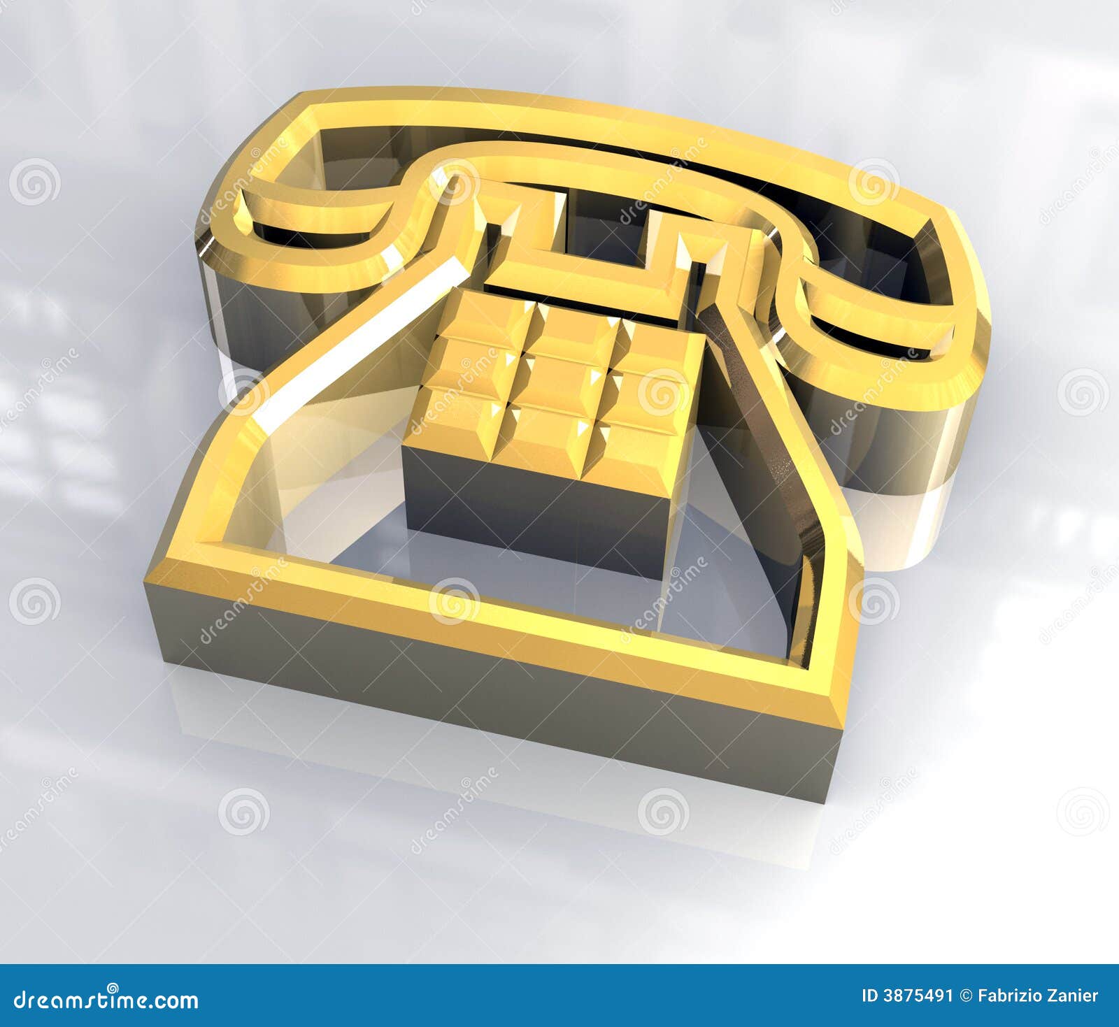 Phone symbol in gold - 3D stock illustration. Illustration of call ...