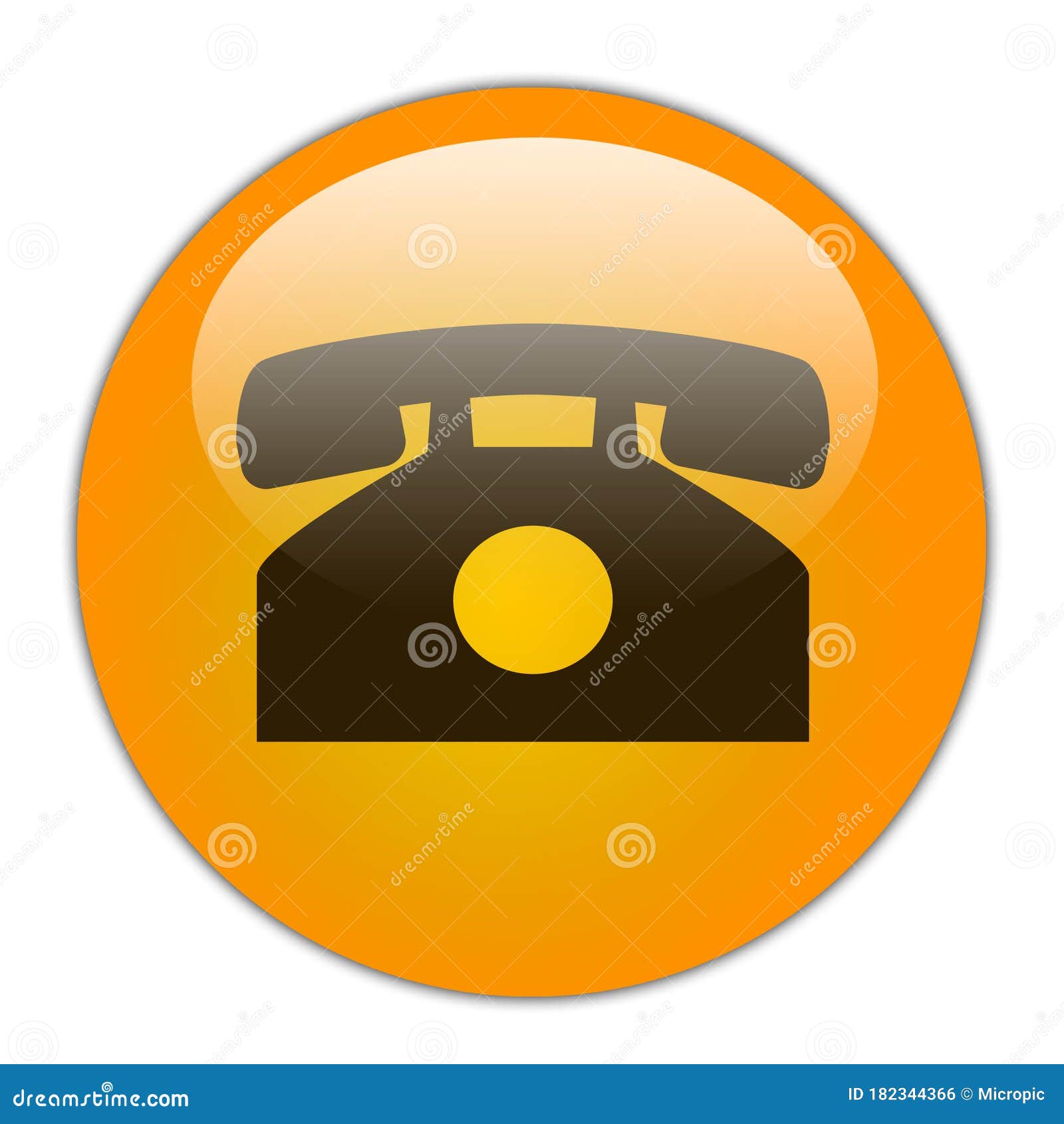 Phone Symbol Icon on Orange Crystal Gradient Button Stock Illustration ...