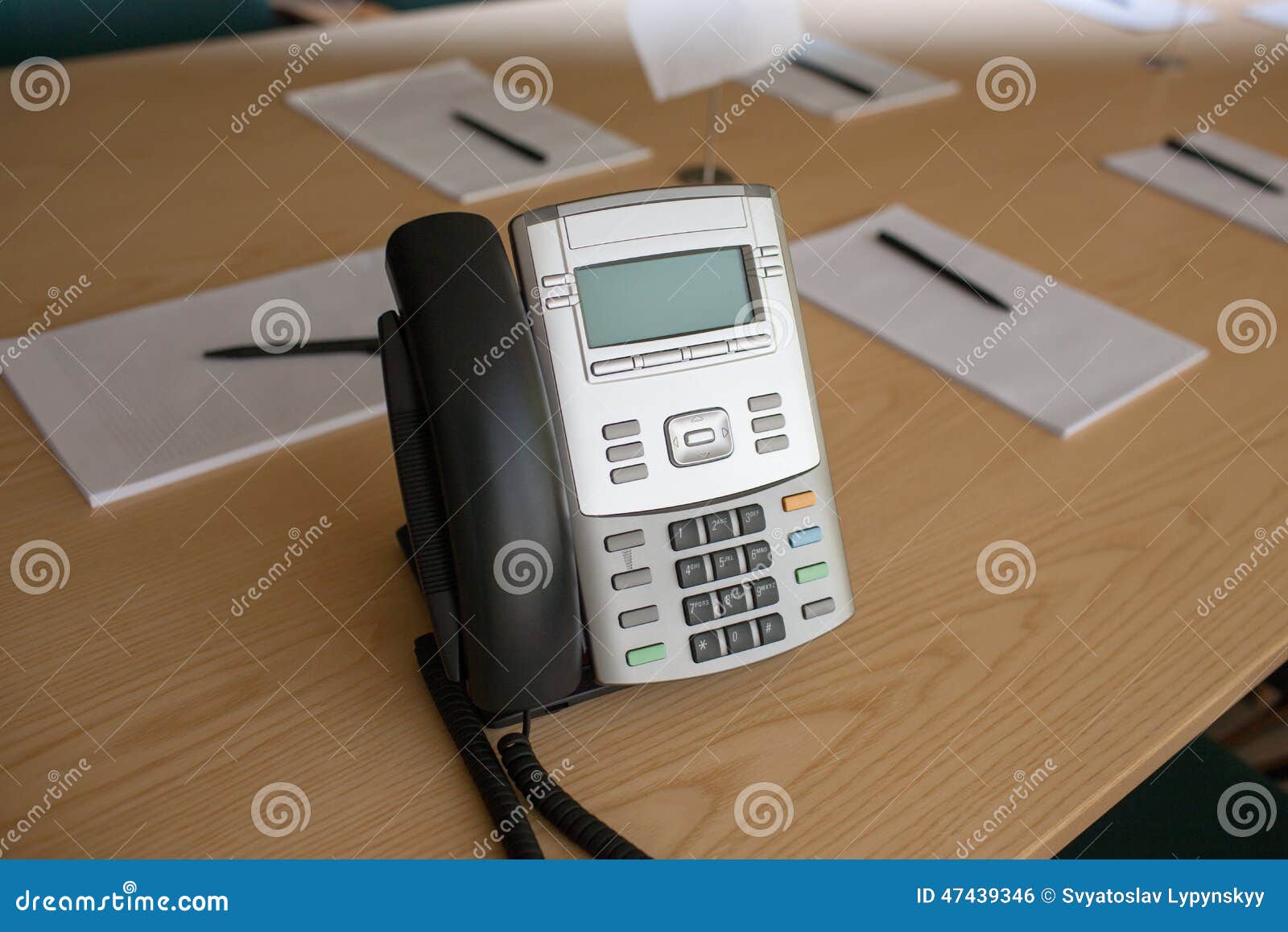 Phone on Table in Meeting Room Stock Photo - Image of internet, call ...