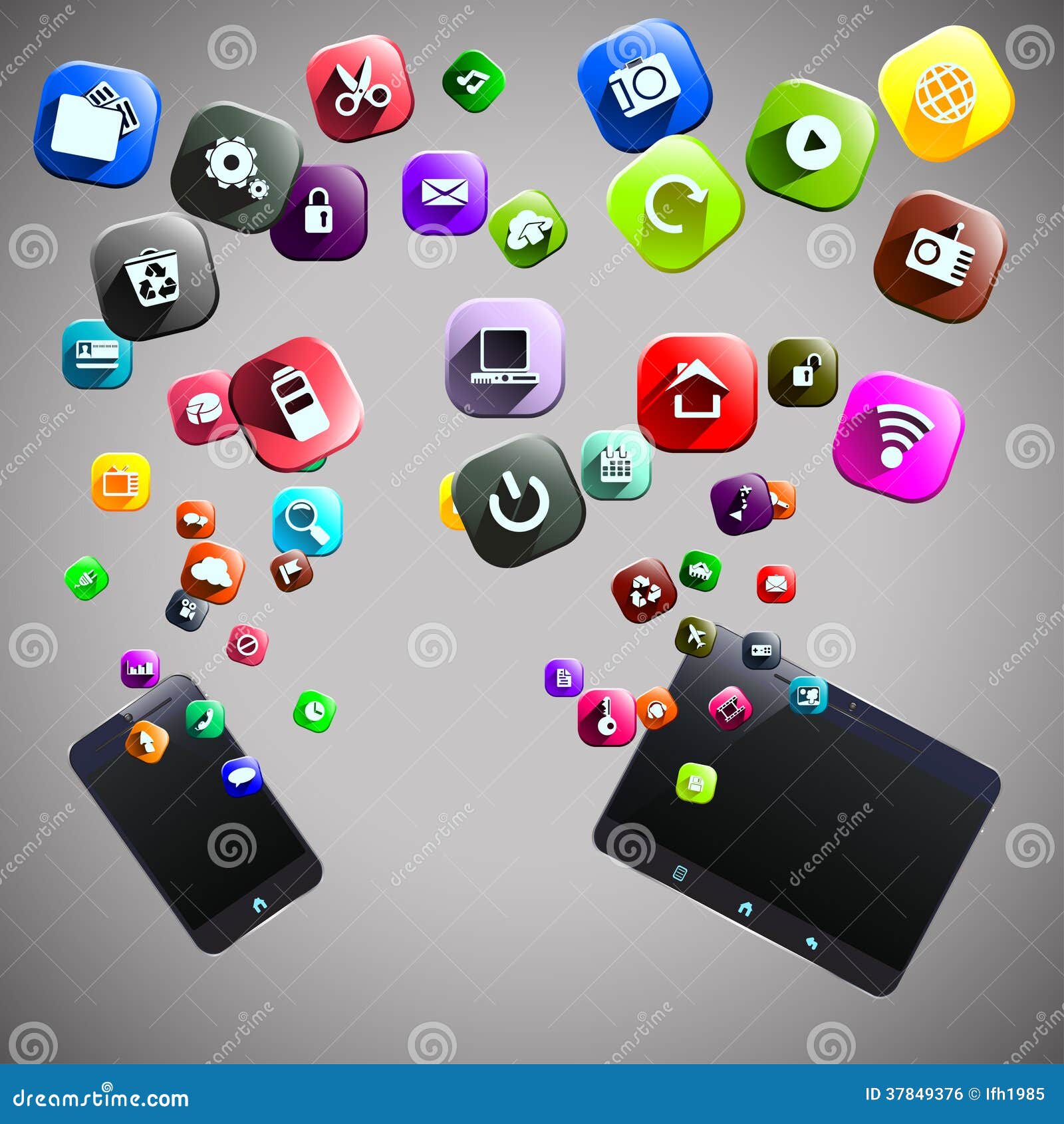 Phone and tablet icons stock vector. Illustration of colorful - 37849376