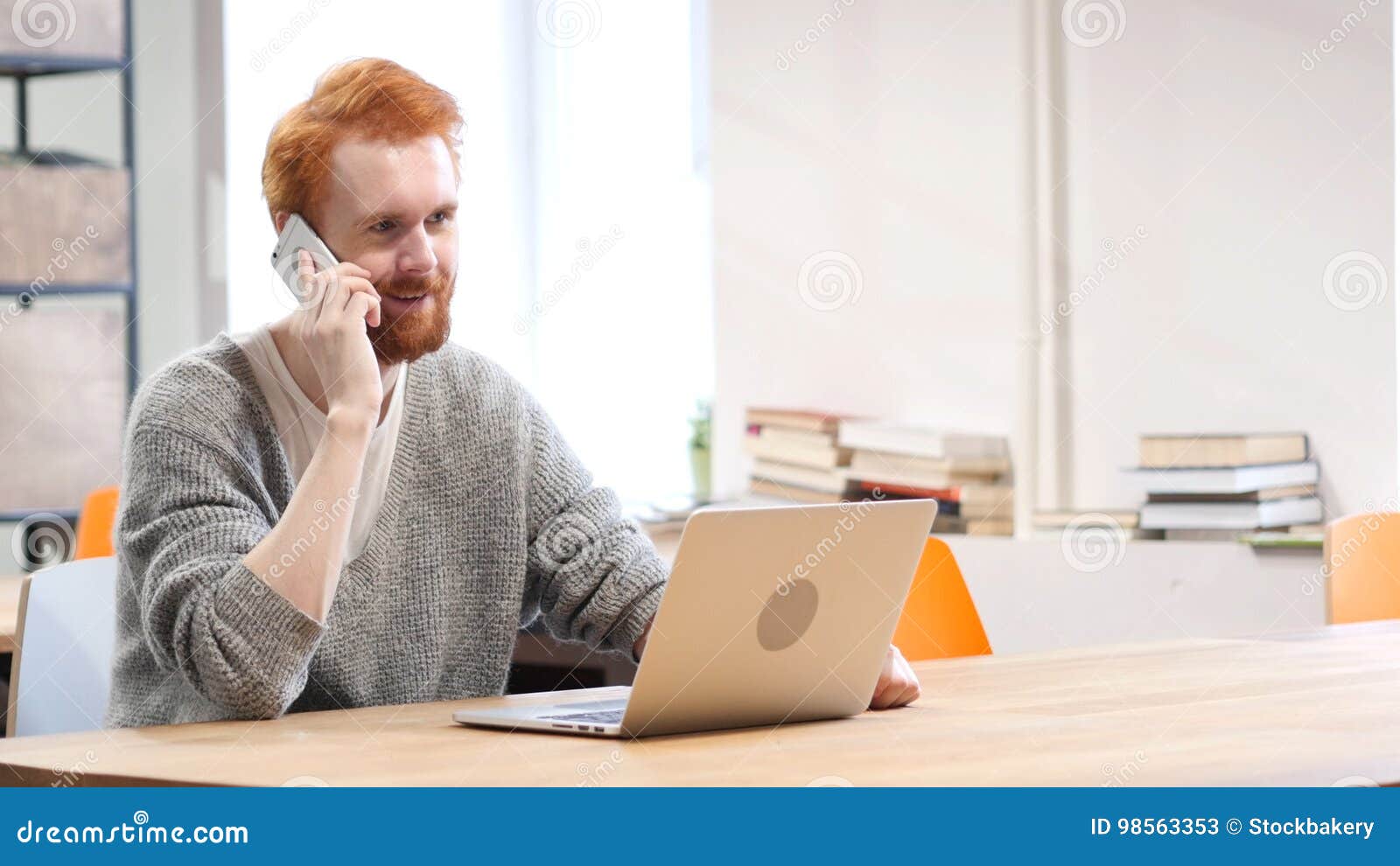 Phone Talk, Attending Call at Work Stock Image - Image of listening ...