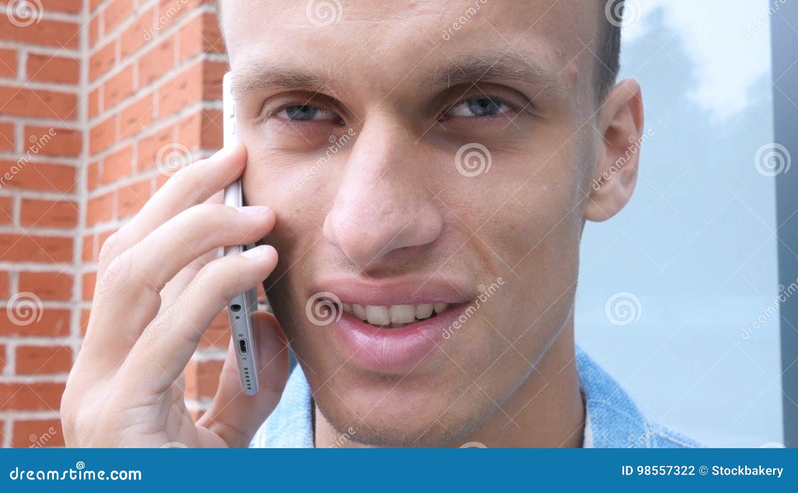 Phone Talk, Face Close Up stock photo. Image of busy - 98557322