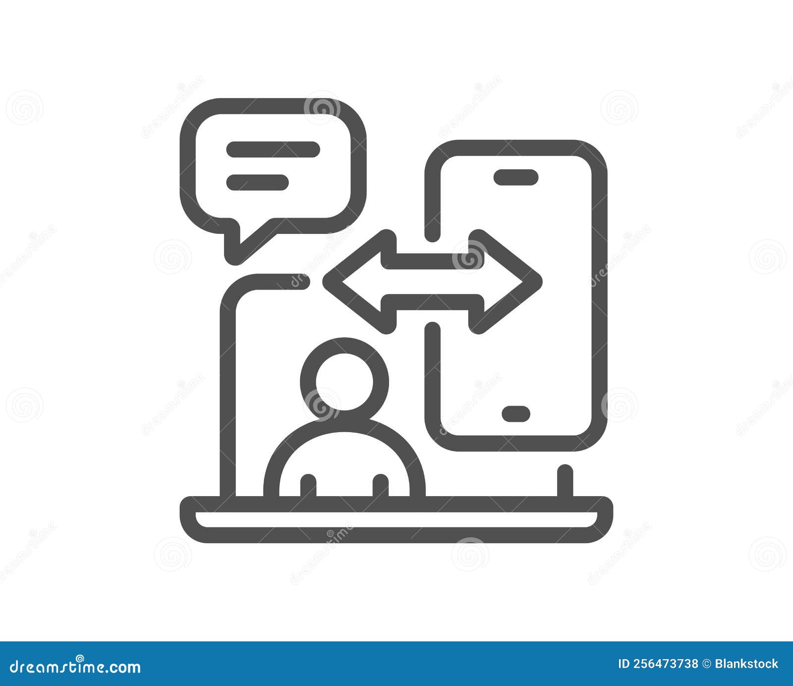 Phone Timing Line Icon. Smartphone App Sign. Vector Stock Vector ...