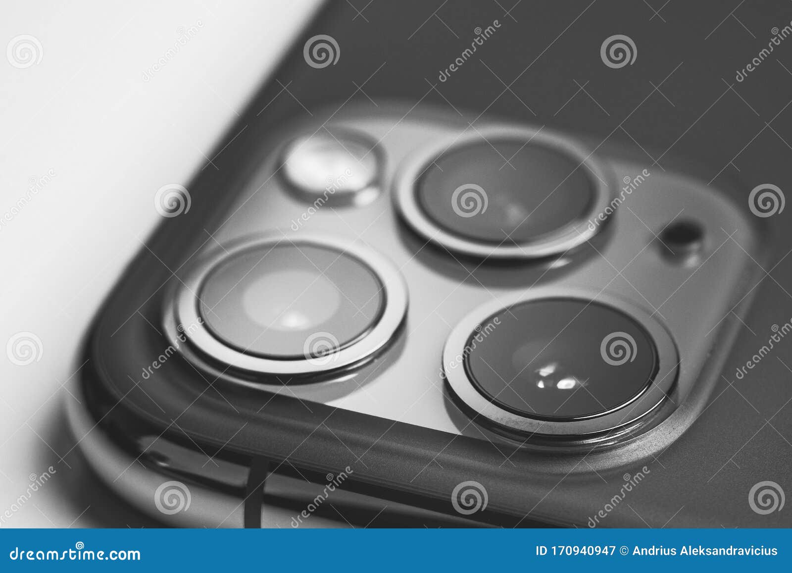 Phone with a triple camera stock image. Image of gadget - 170940947