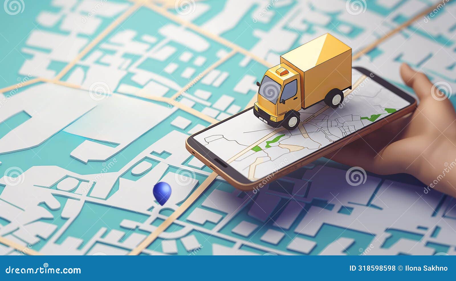 Phone and Truck, Delivery and Logistics Concept Stock Illustration ...