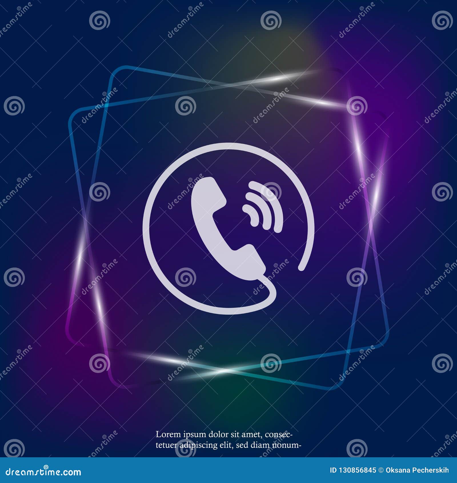Phone Vector Neon Light Icon on Flat Style. Handset Illustration Stock ...