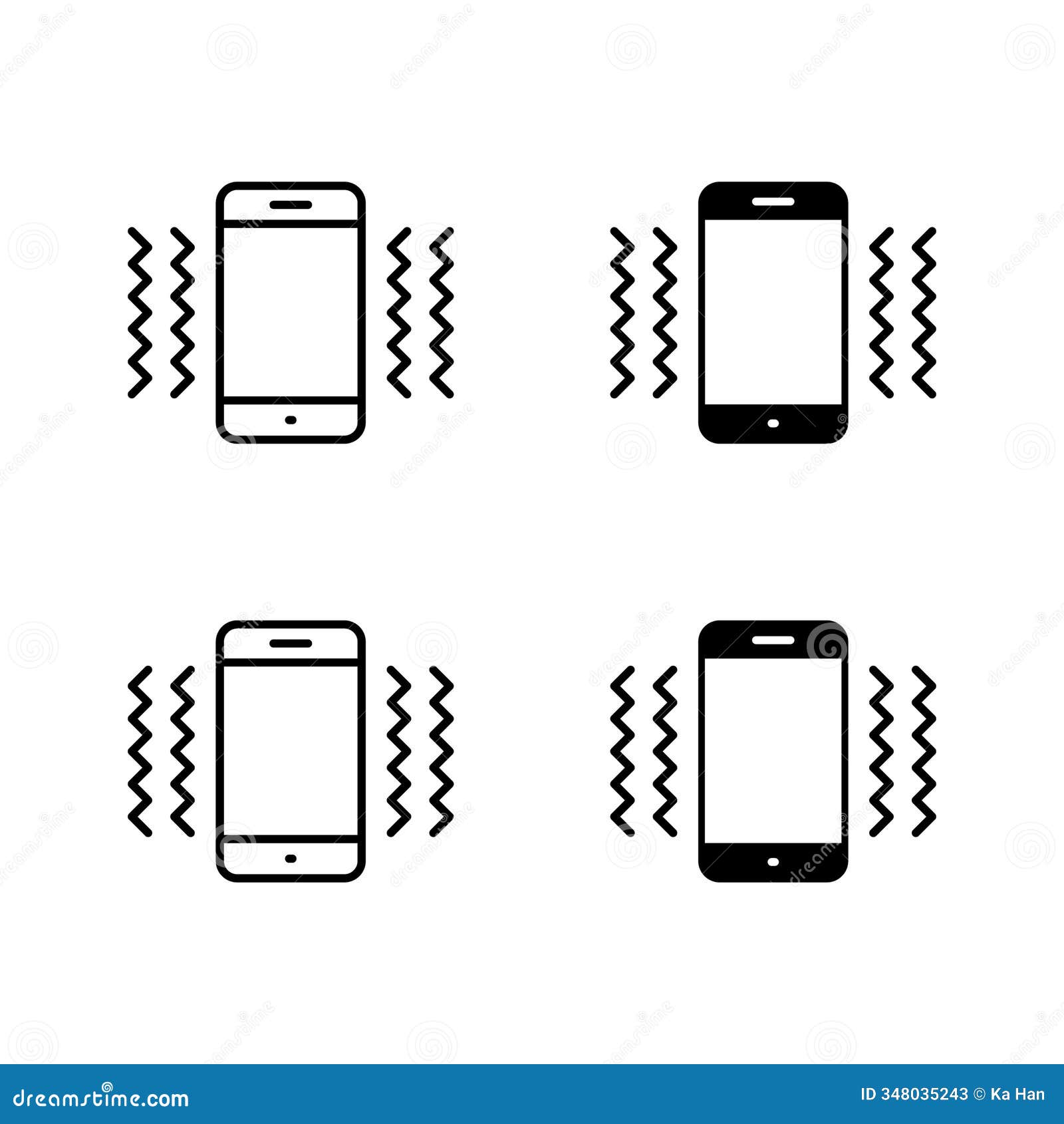 Phone Vibration Icon Set. Vibrate Cellphone Notification Sign Symbol ...