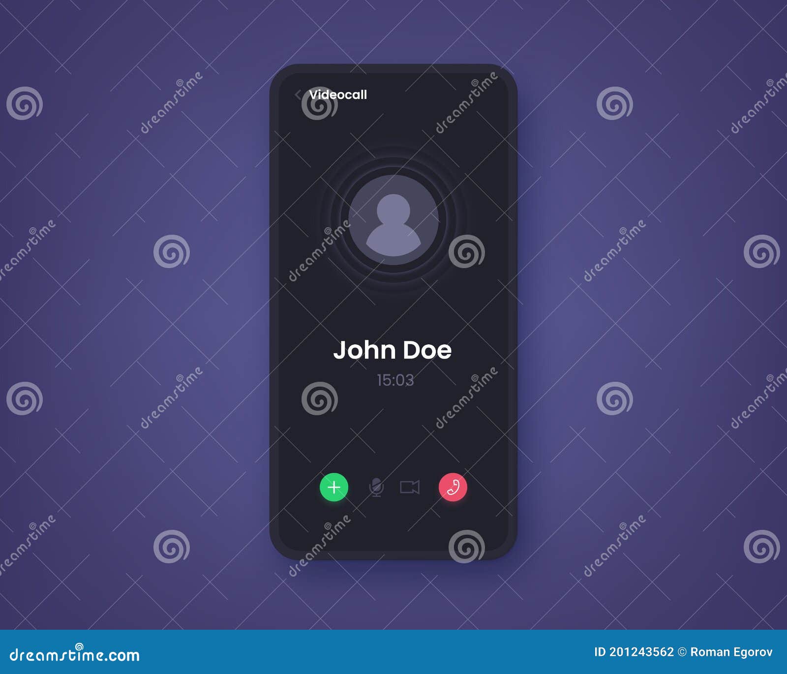 Phone Video Call. Realistic Communication Interface with Screen Buttons ...
