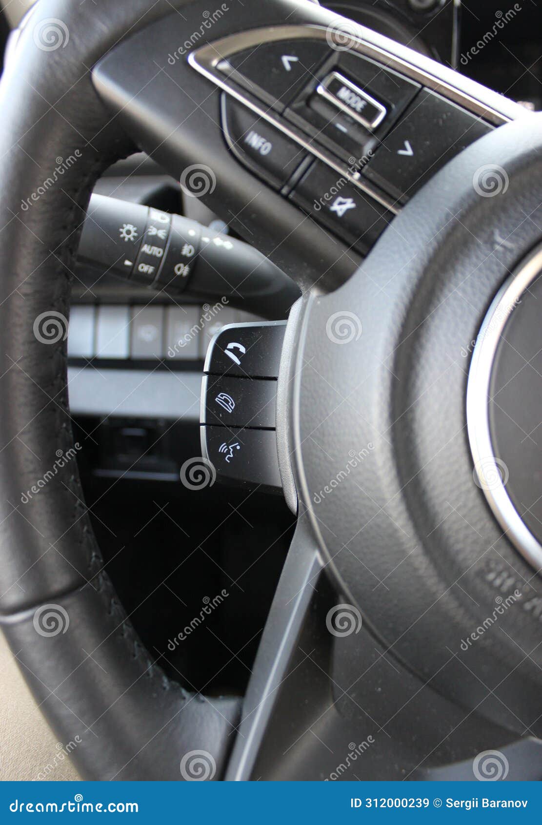 Phone and Voice Controls and Menu Mode Buttons on a Multifunctional ...