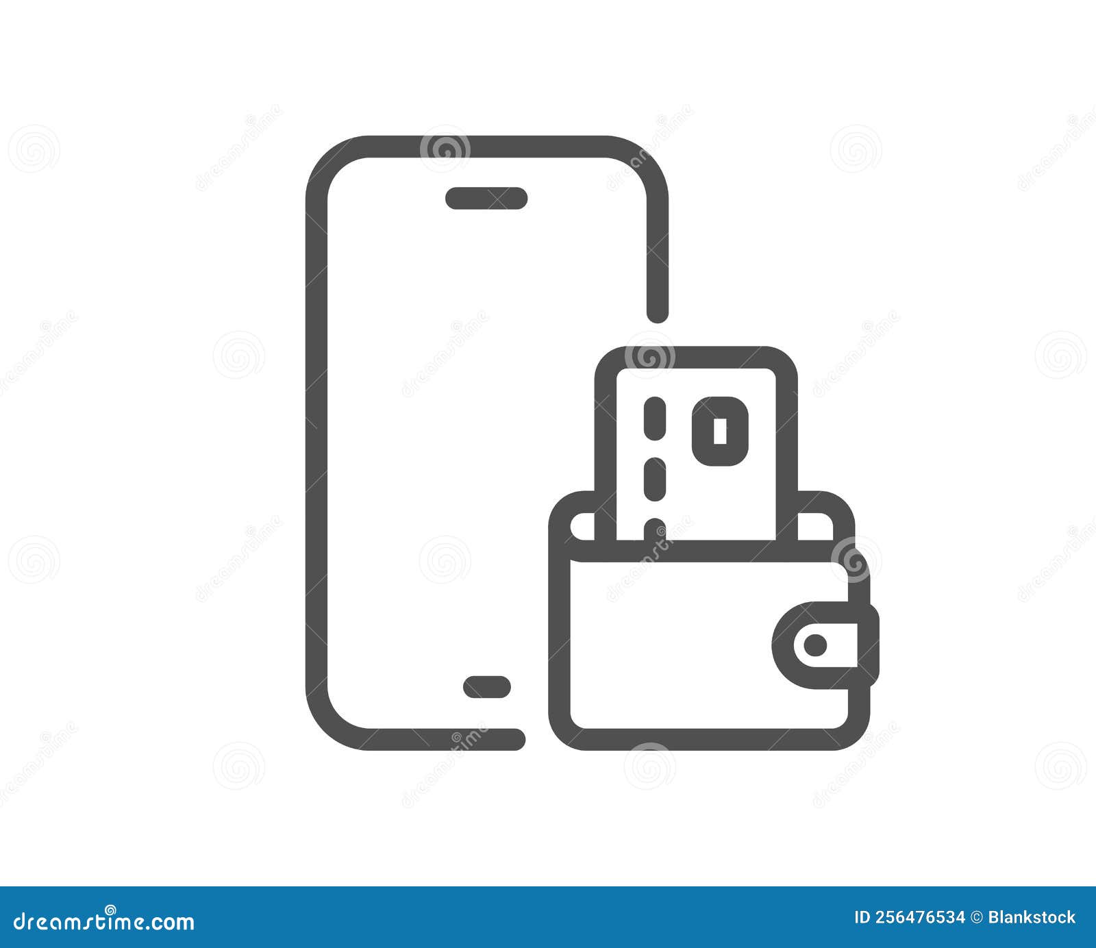 Phone Wallet Line Icon. Smartphone App Sign. Vector Stock Vector ...