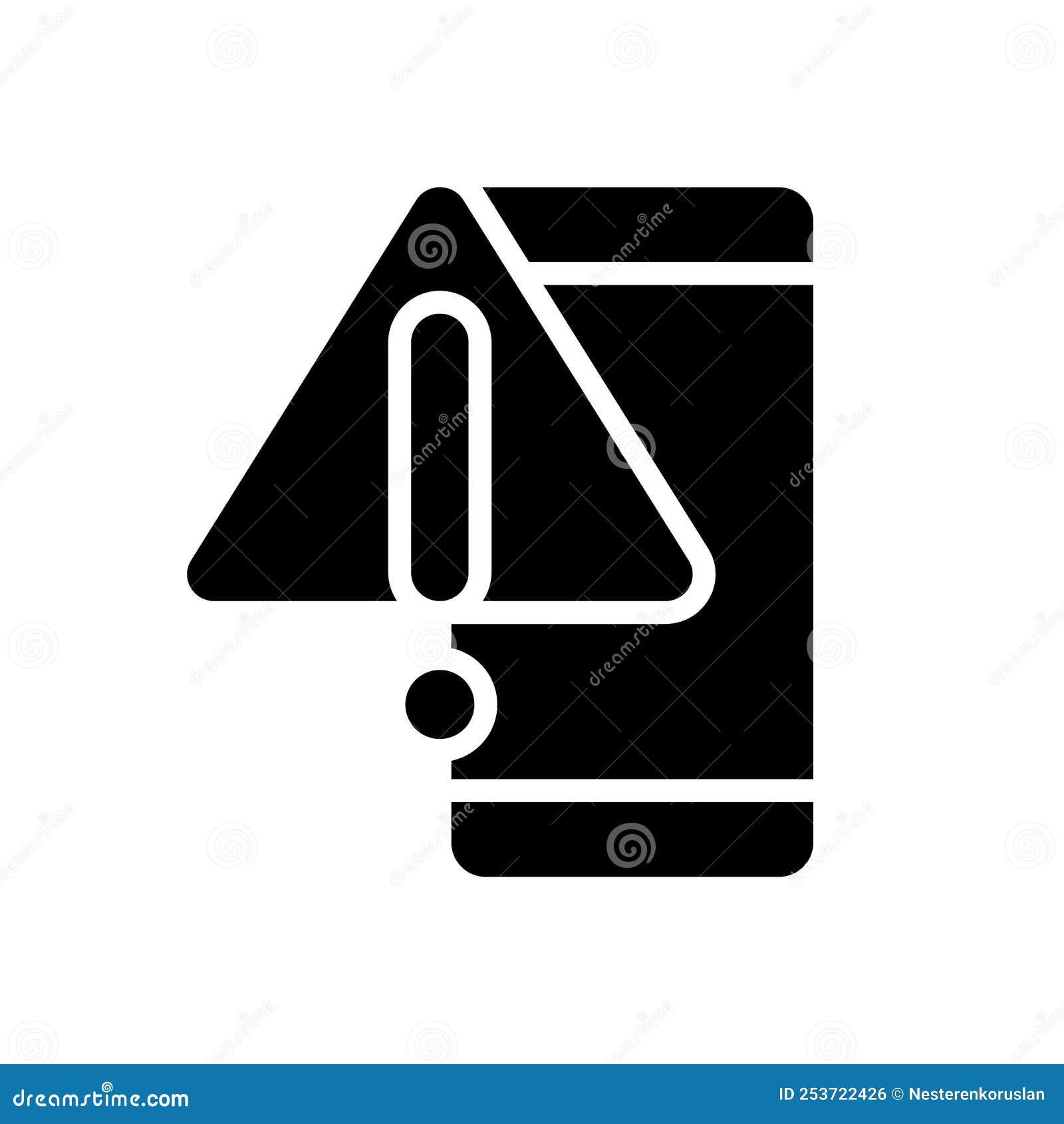 Phone Warning Black Glyph Icon Stock Vector - Illustration of filled ...