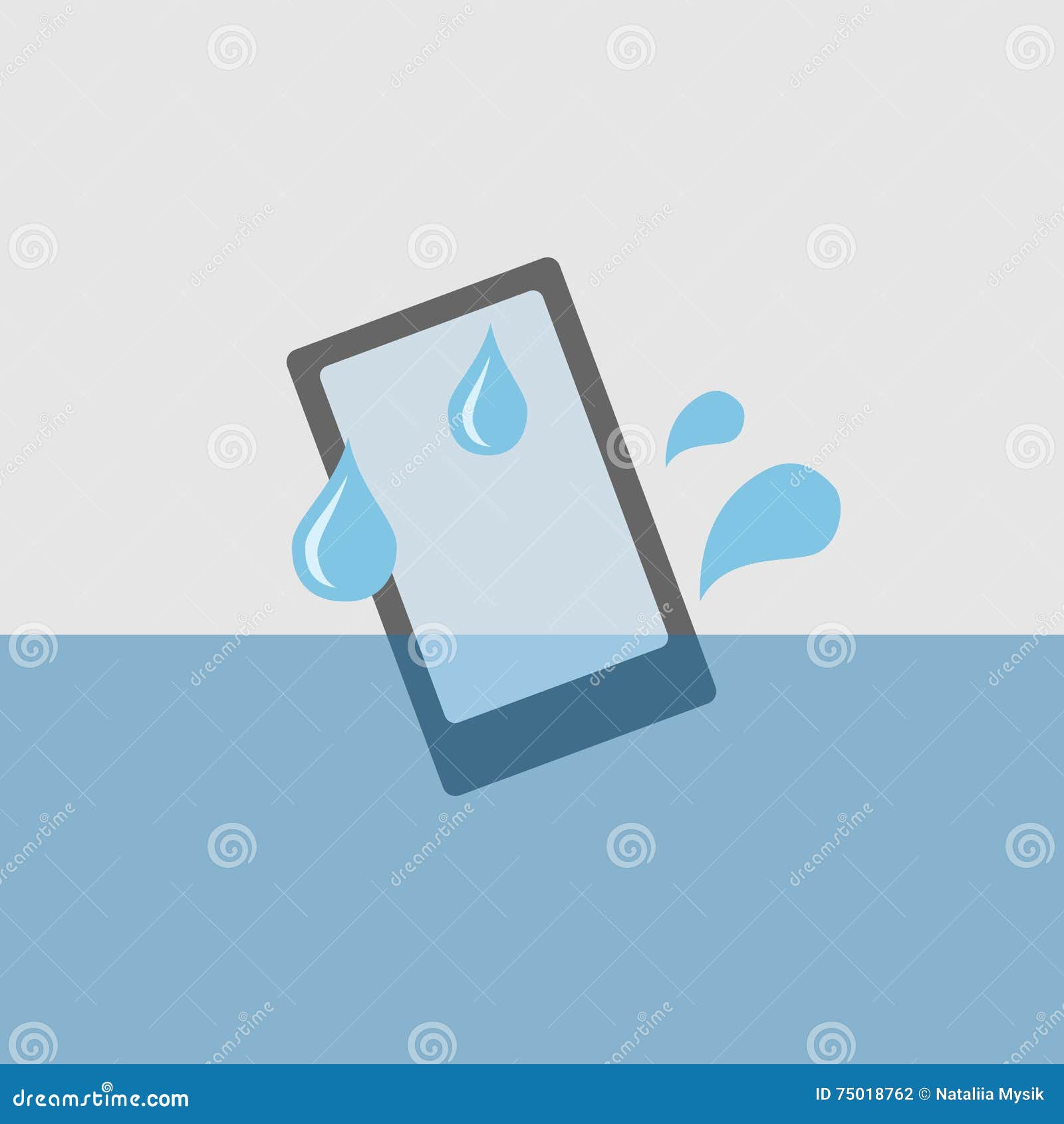 Phone in water stock vector. Illustration of scared, pool - 75018762