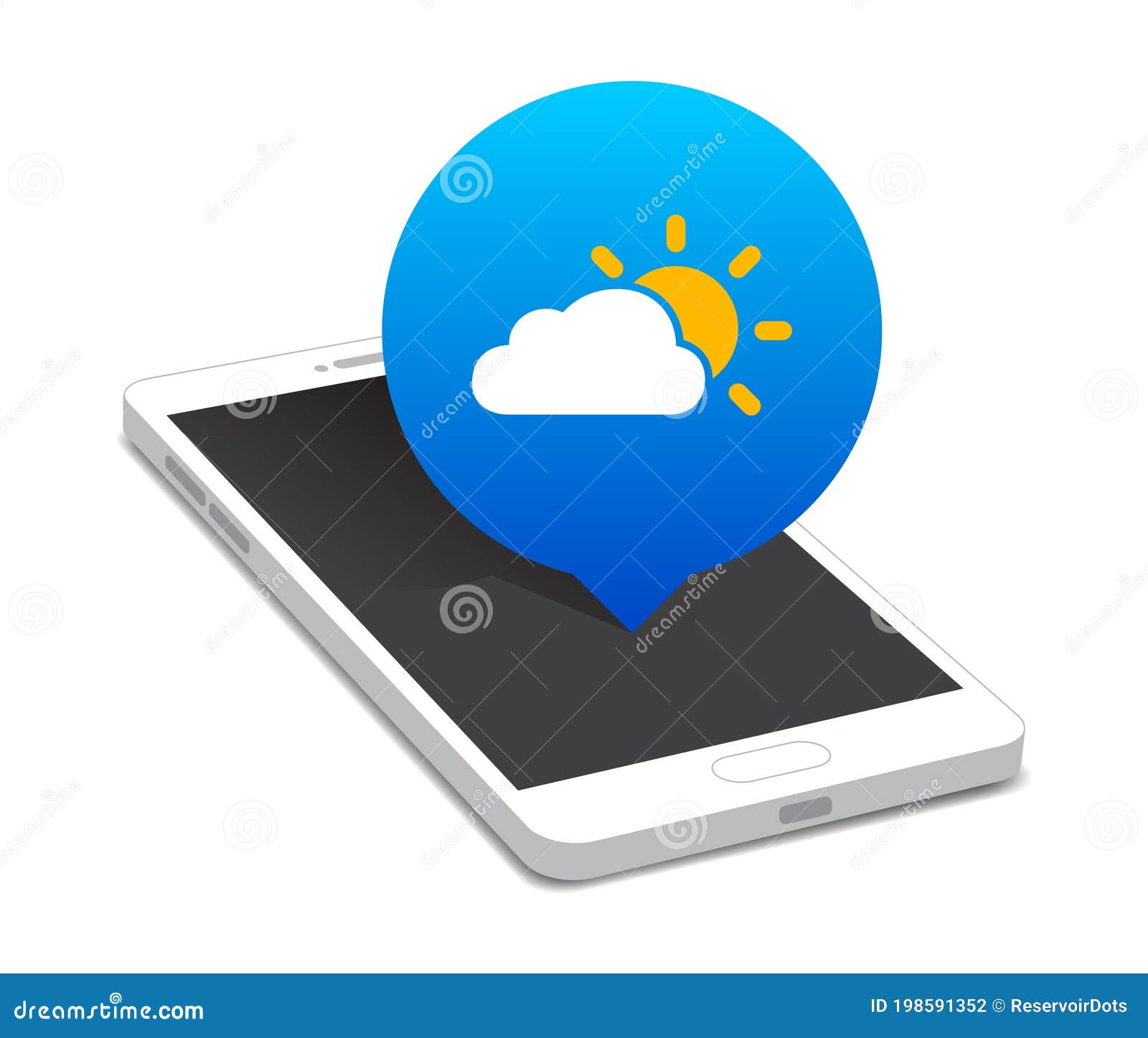 Phone Weather Icon Bubble stock vector. Illustration of touch - 198591352