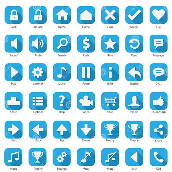 Phone Web Internet Blue Icon Set Stock Vector - Illustration of button ...