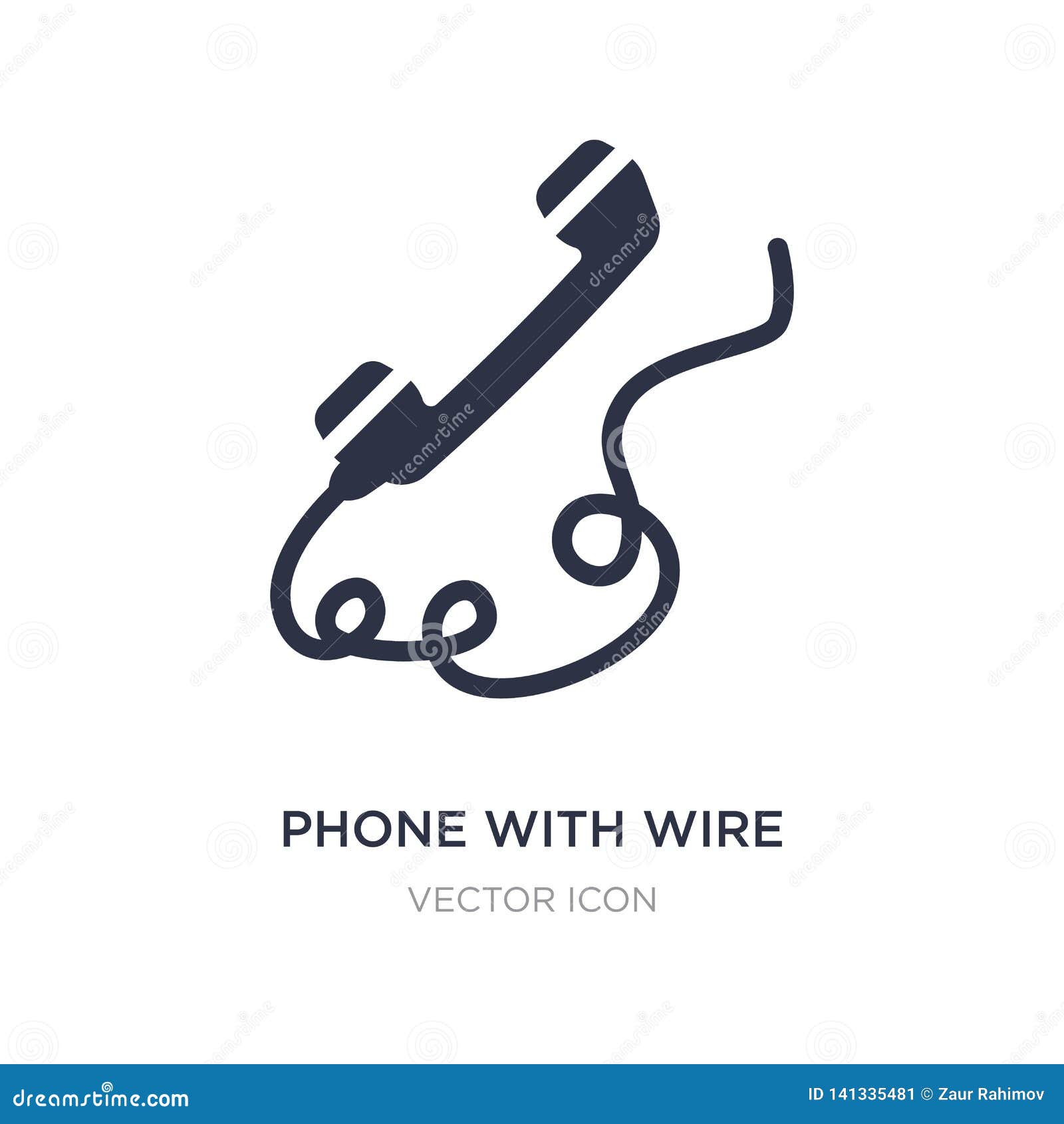 Phone with Wire Icon on White Background. Simple Element Illustration ...