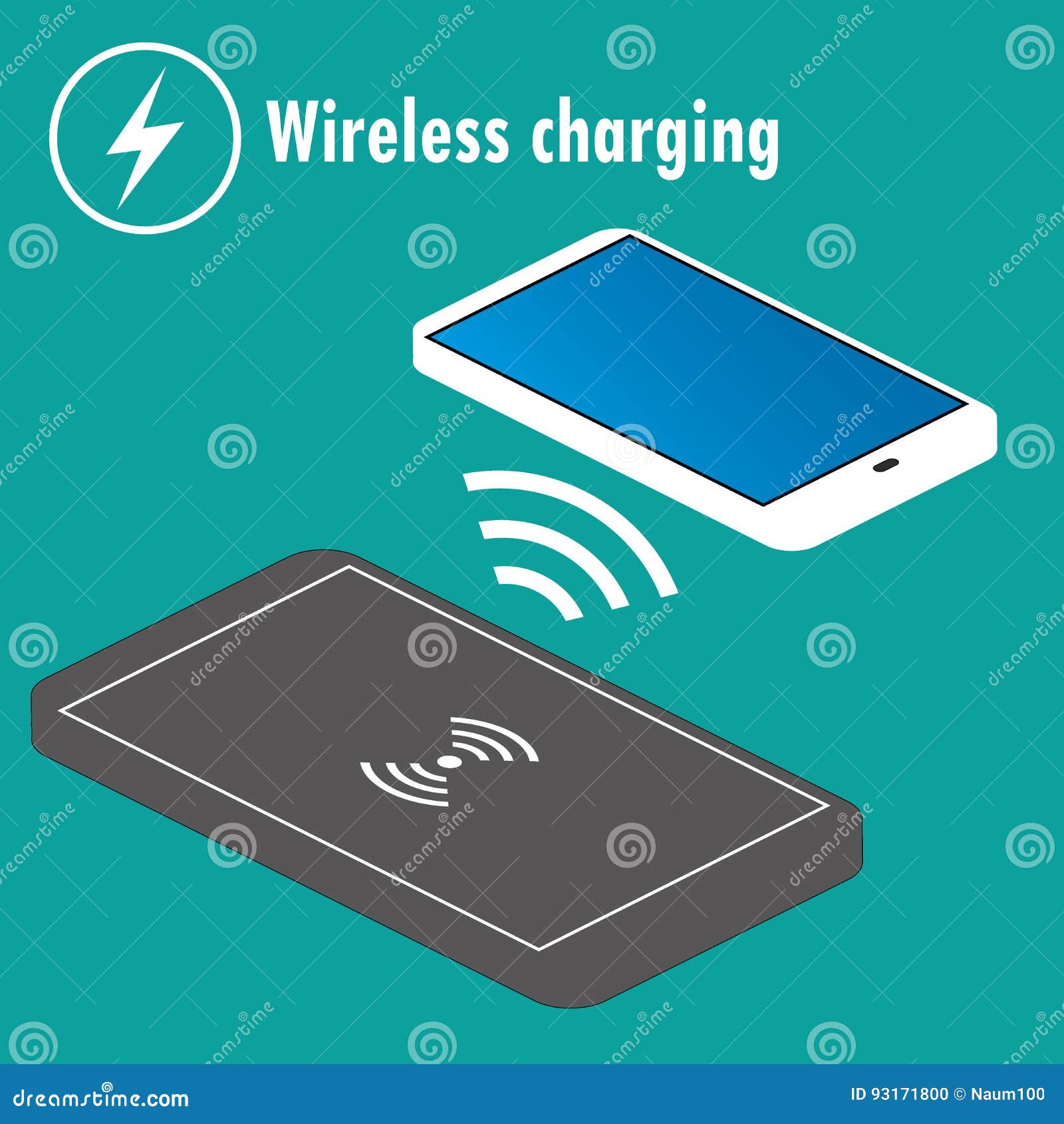 Phone on a Wireless Charge stock vector. Illustration of object - 93171800
