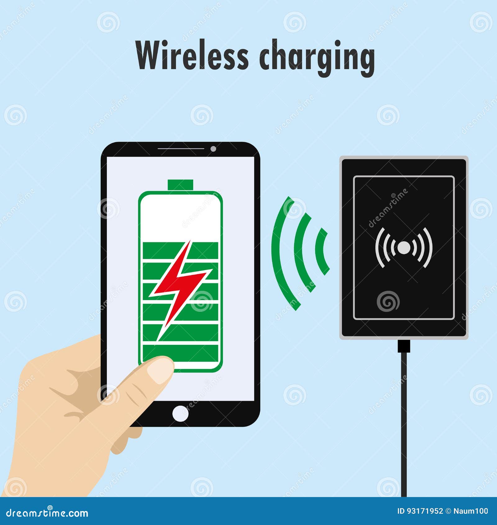 Phone on a Wireless Charge stock vector. Illustration of equipment ...