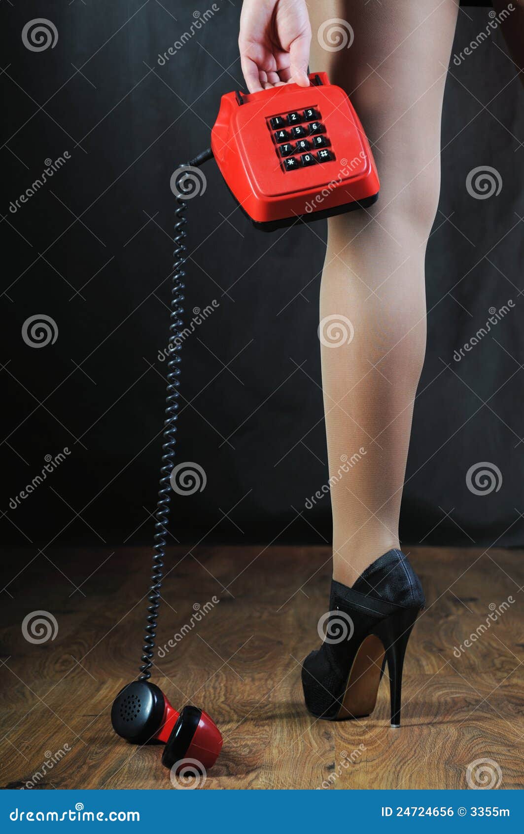 Phone and woman leg. stock photo. Image of foot, stockings - 24724656