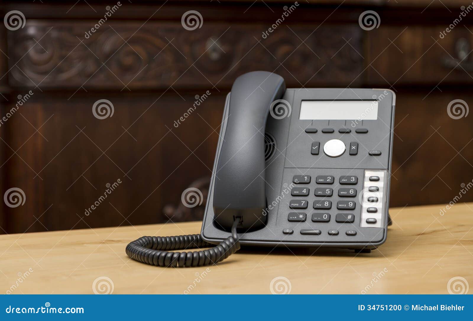 Phone on Wooden Table in Living Room Stock Photo - Image of table ...
