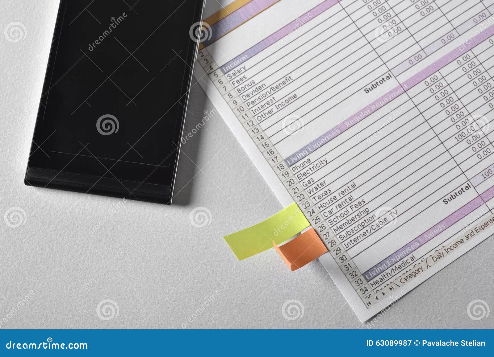 Phone and Working Paper Sheets Stock Image - Image of creative ...