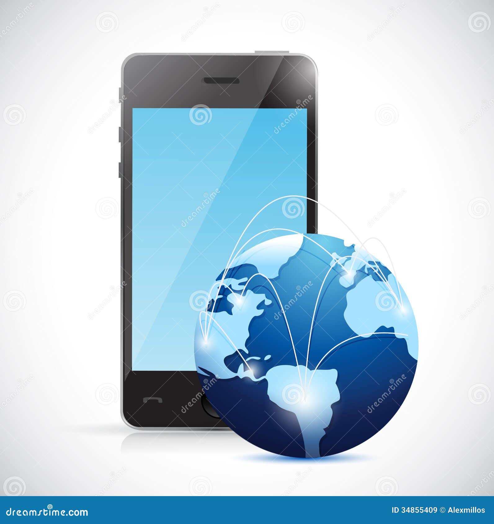 Phone and World Globe Network Illustration Stock Illustration ...
