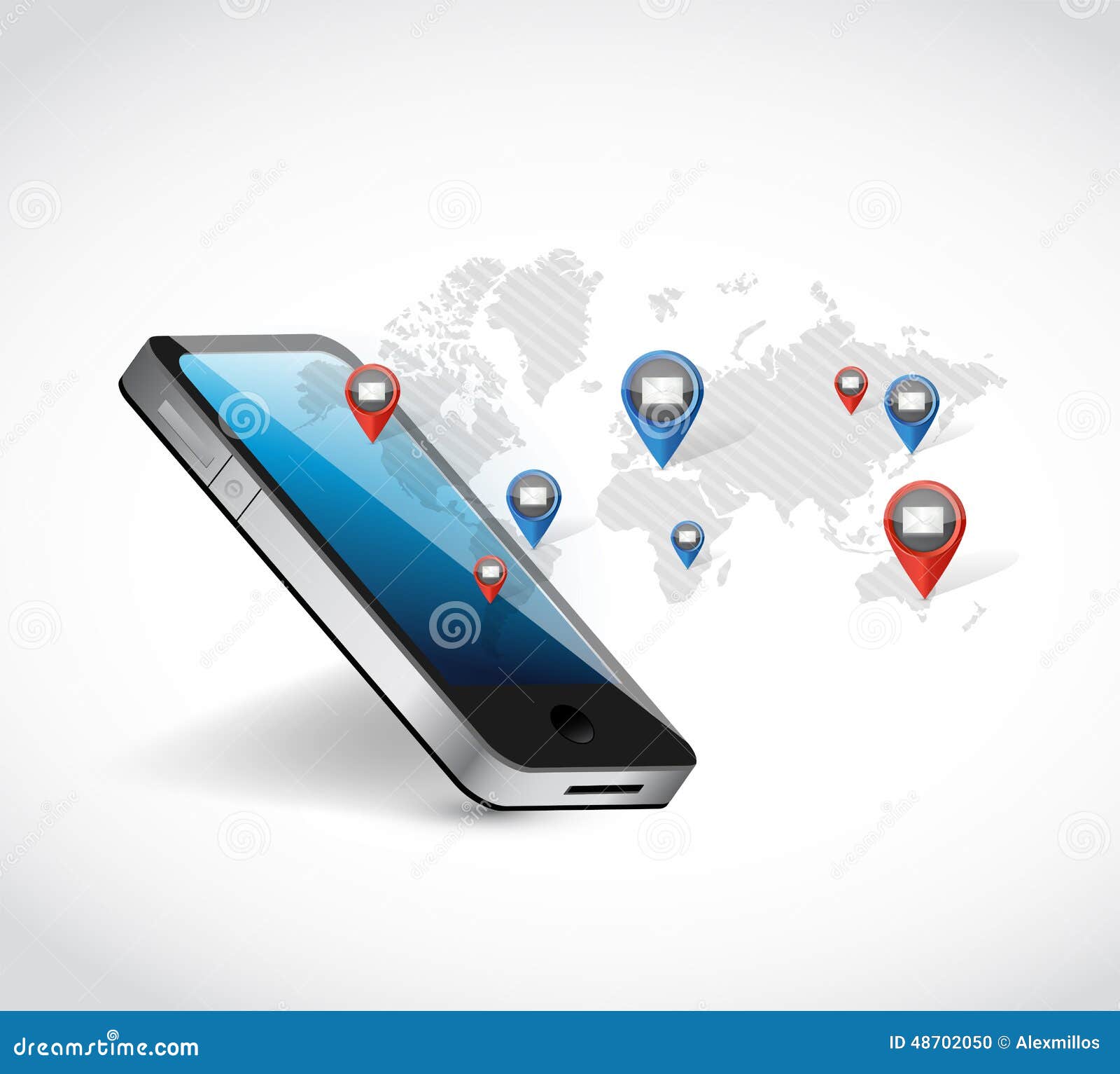Phone World Map Network Communication Illustration Stock Photo - Image ...